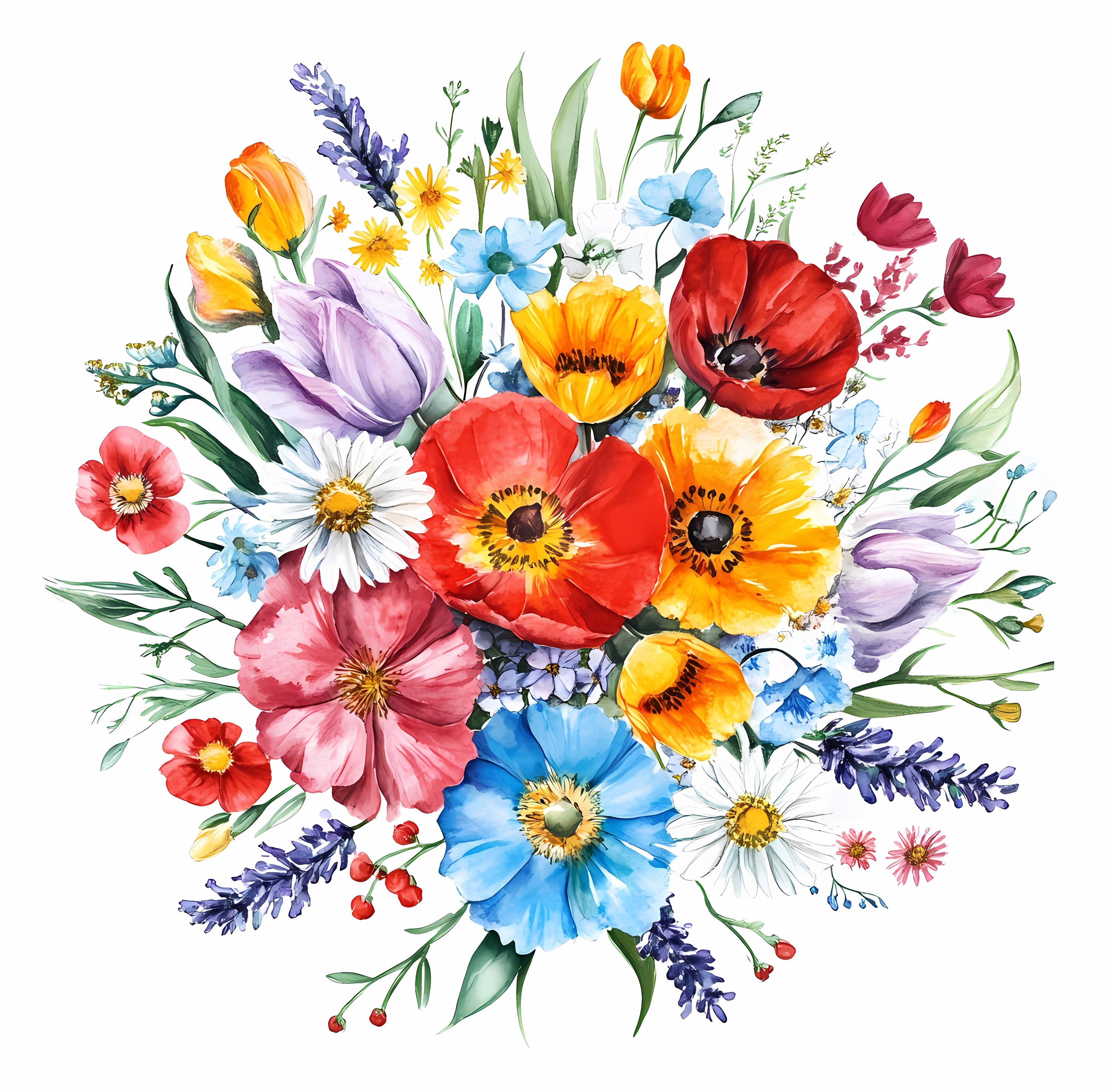 Watercolor Floral Circle Clipart Set of 10: Scrapbook & Junk Journal ...