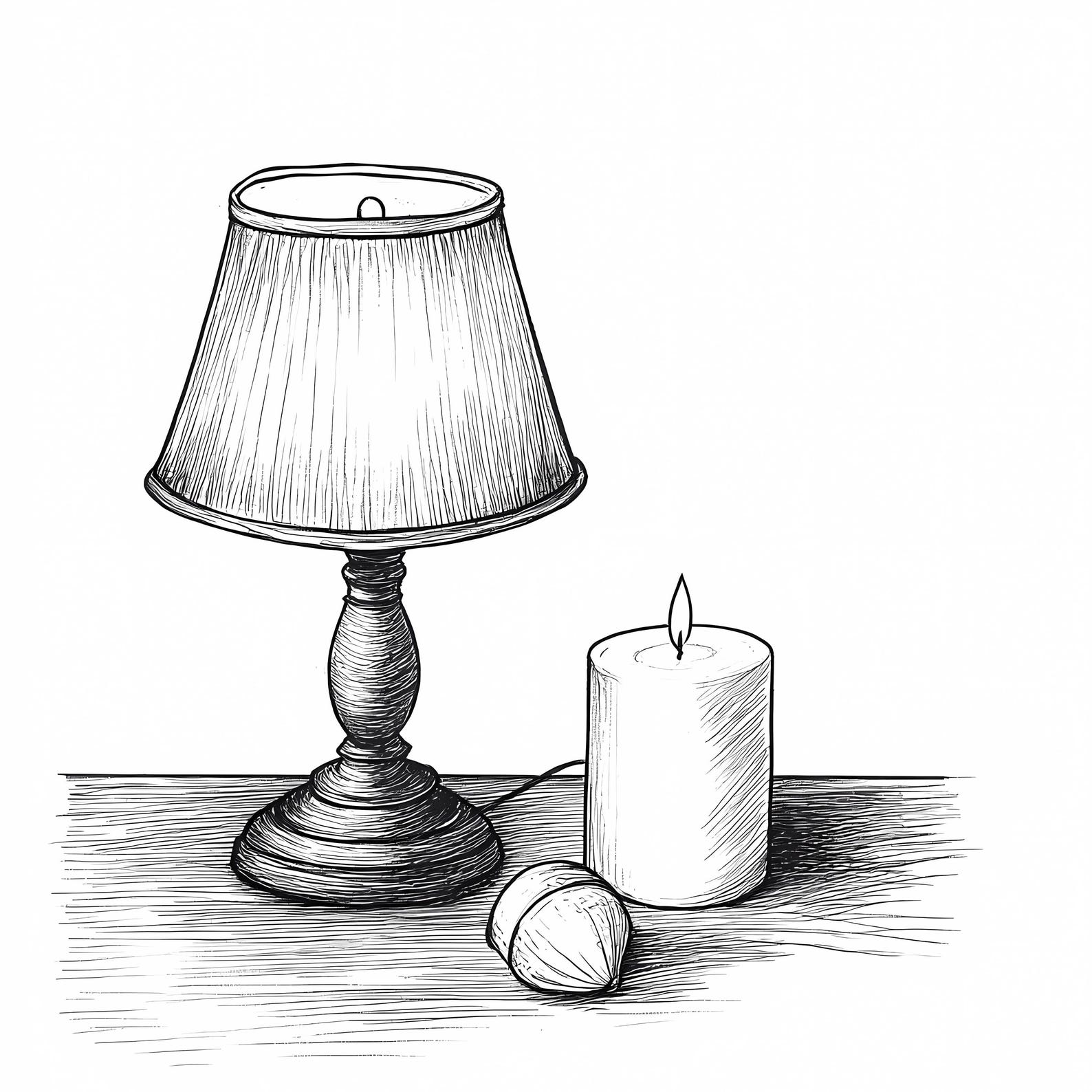 Candle and Table Lamp Line Drawing Bundle Set of 8 – Minimalist Home ...