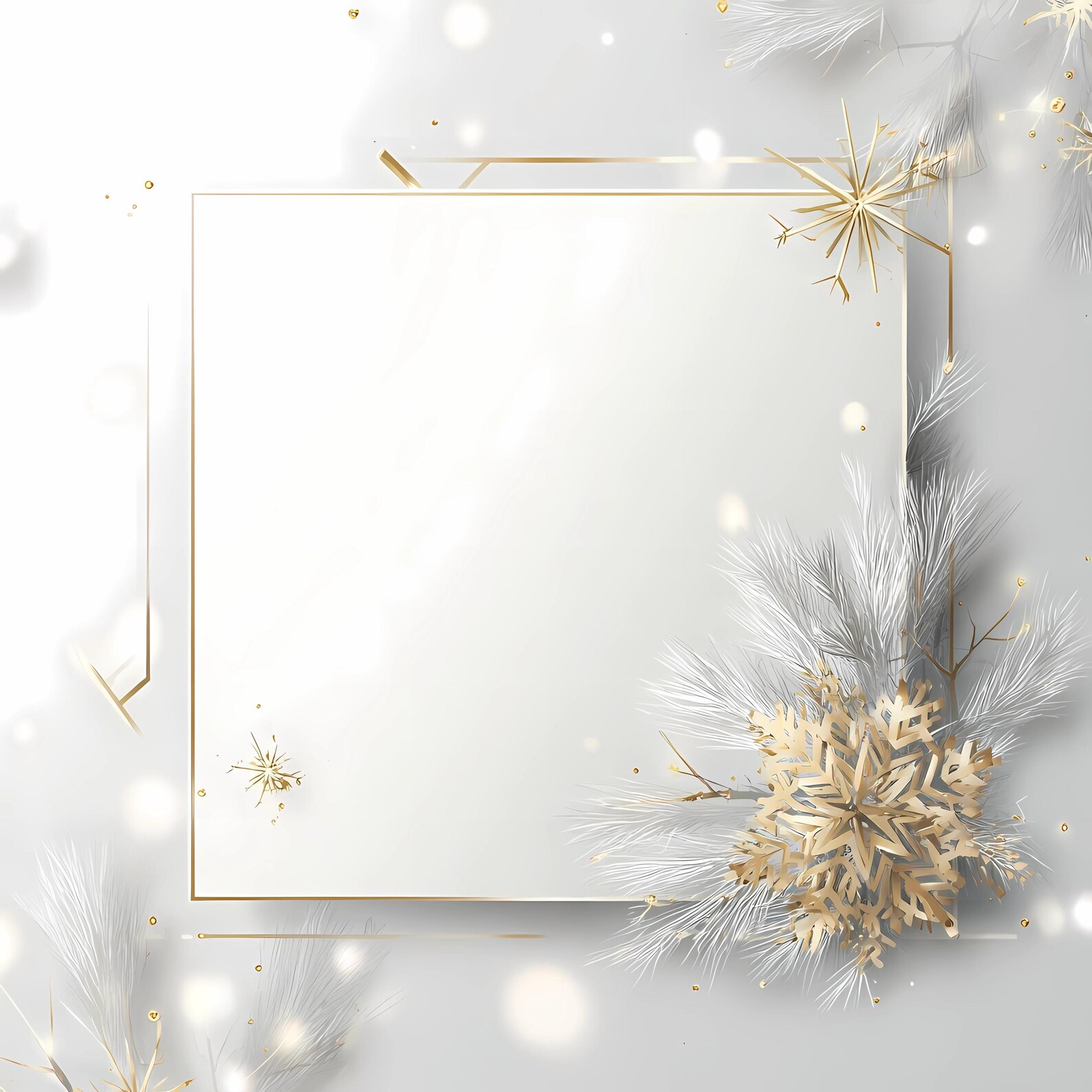 White and Gold 14 Winter Frames: Snowflake & Pine Clipart - Etsy