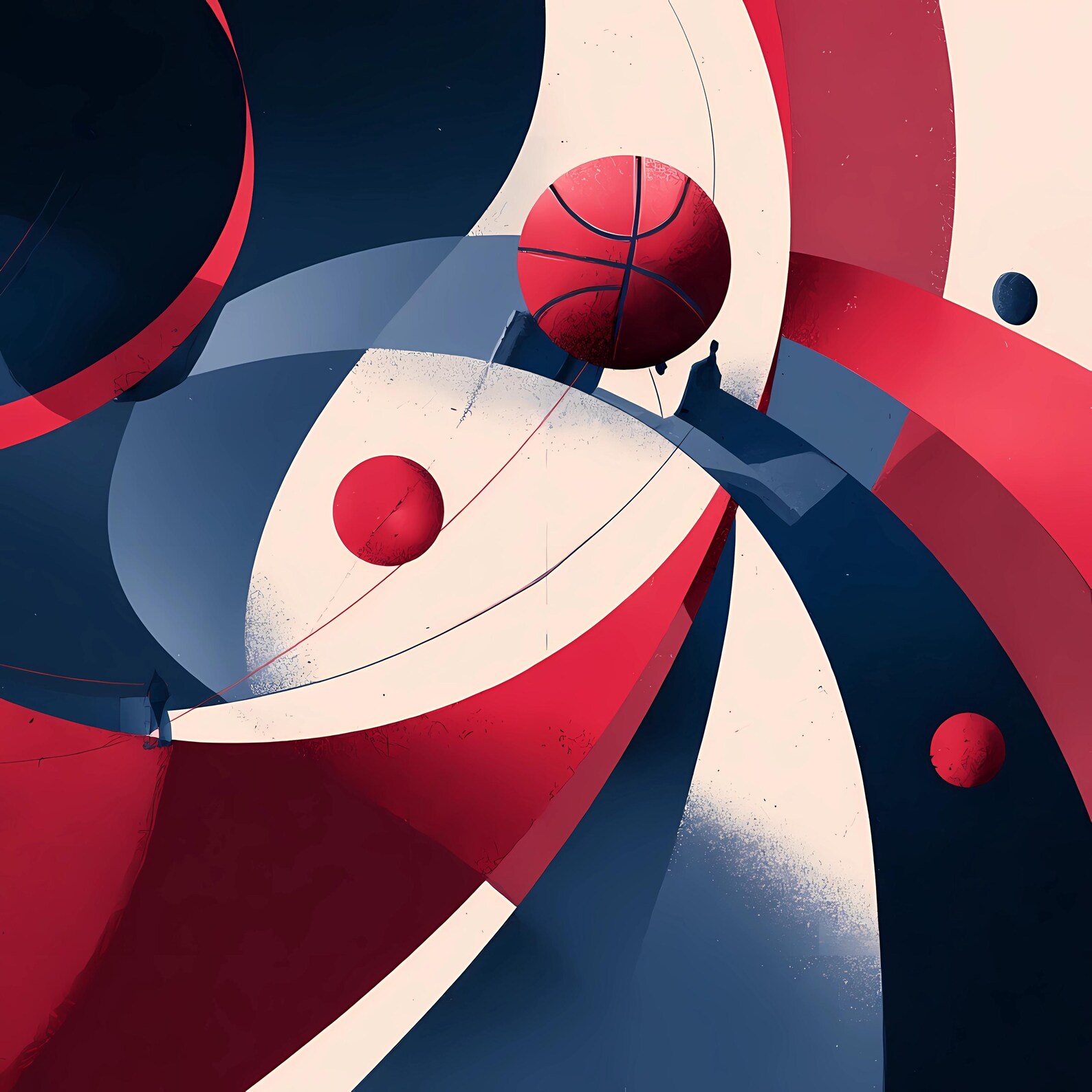 Abstract Basketball Wall Art for Boys Room and Teens, Bold Red Blue ...