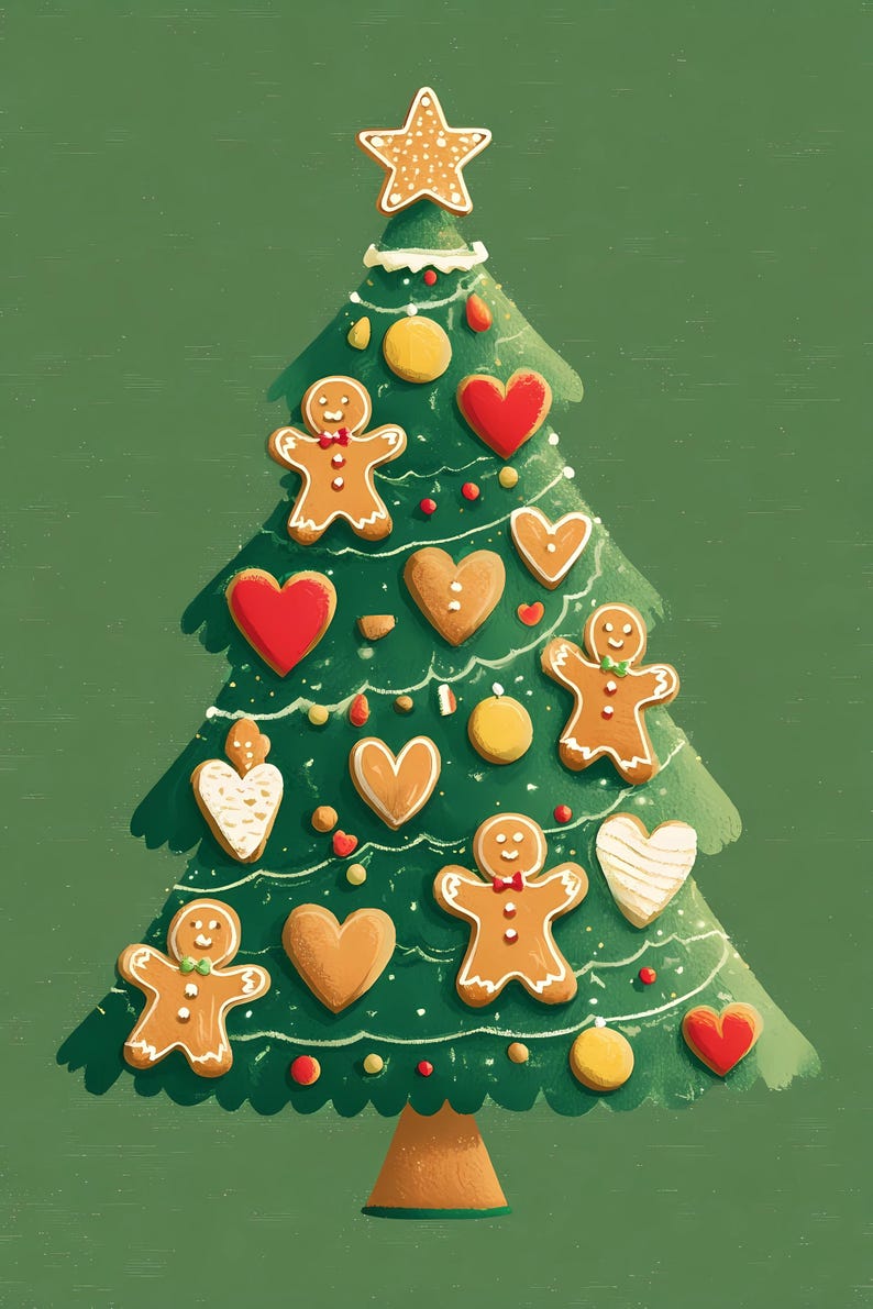 Gingerbread Christmas Tree Clipart: Cookie Decorated Pngs (commercial ...