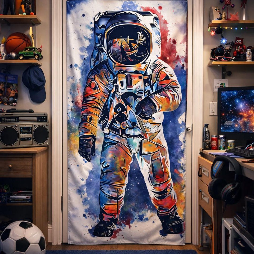 Astronaut Watercolor Wall Art, Space Explorer Illustration, Cosmic ...