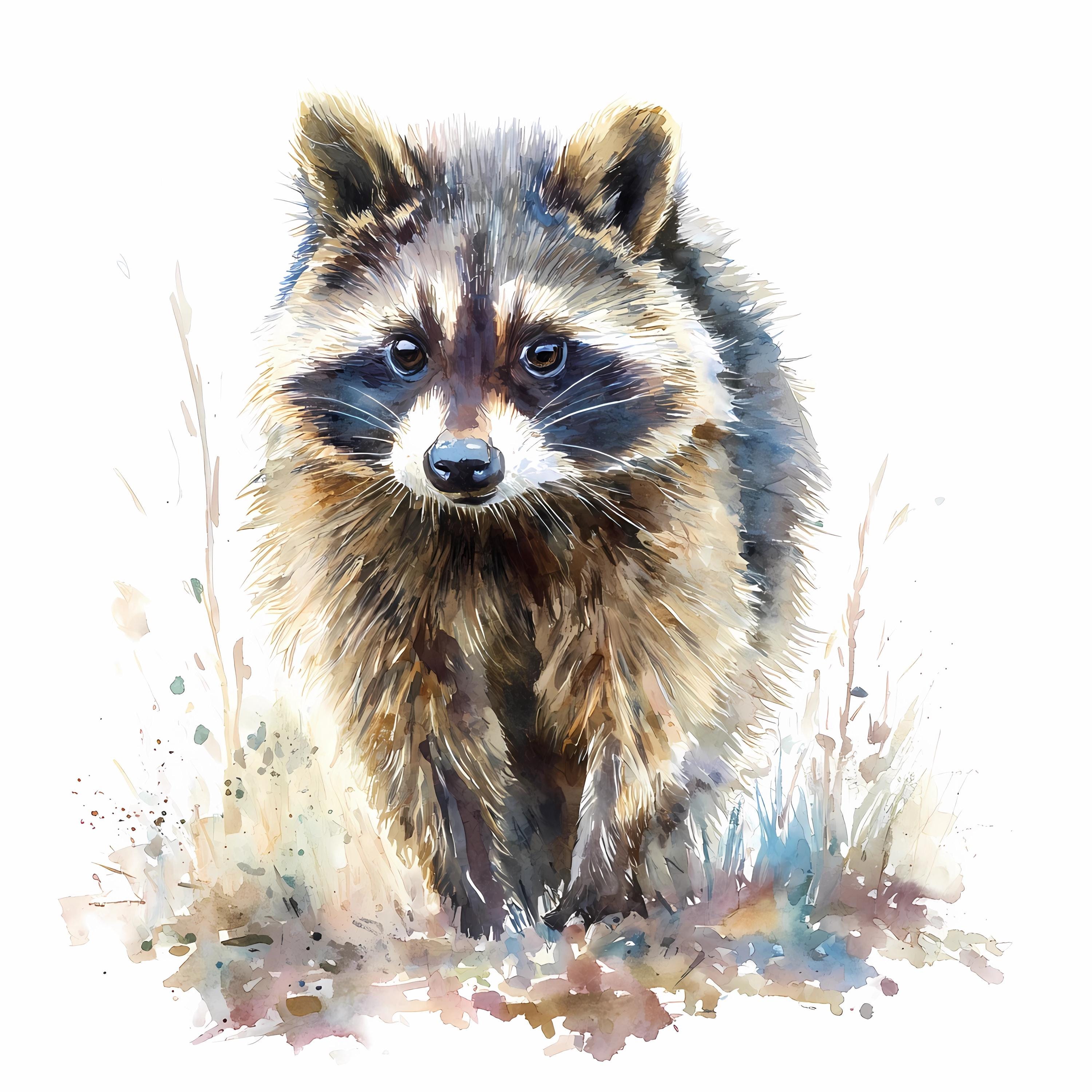 Watercolor Raccoon Art Prints Bundle: Rustic Wildlife Decor (PNG & JPG ...