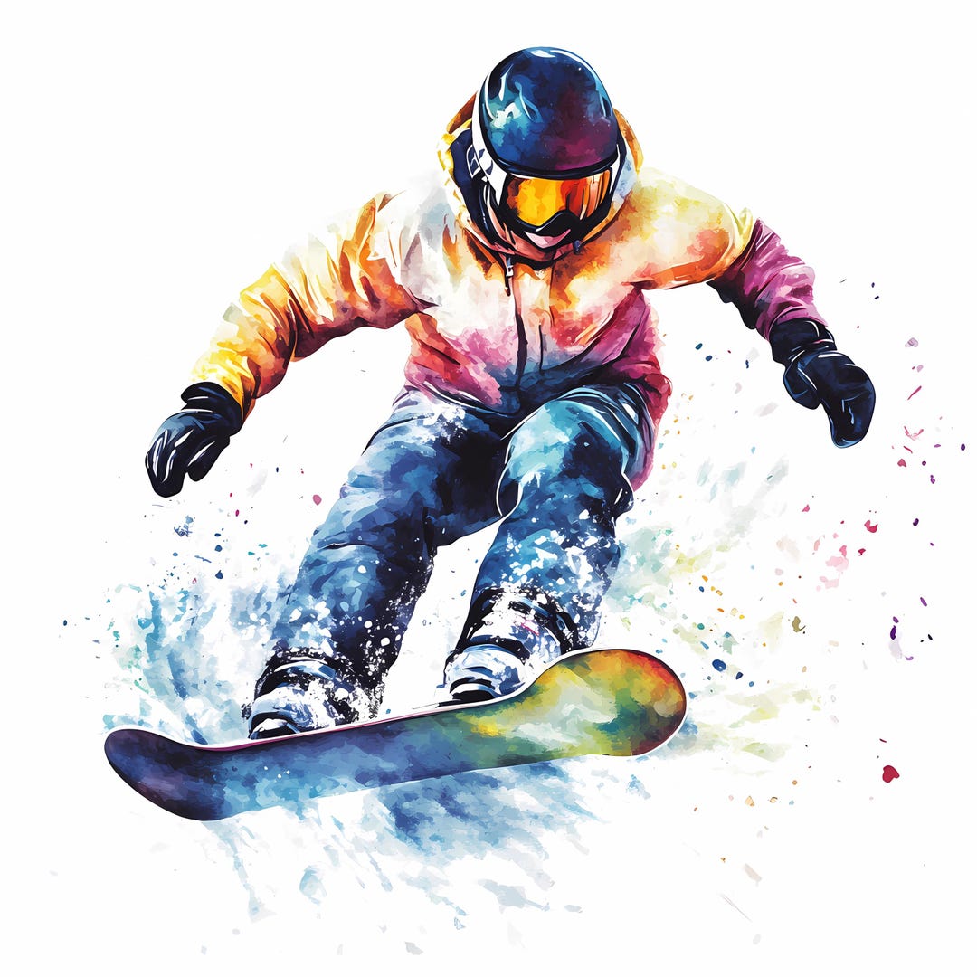Snowboarding Watercolor Clipart Set, Winter Sports PNG for Sublimation ...