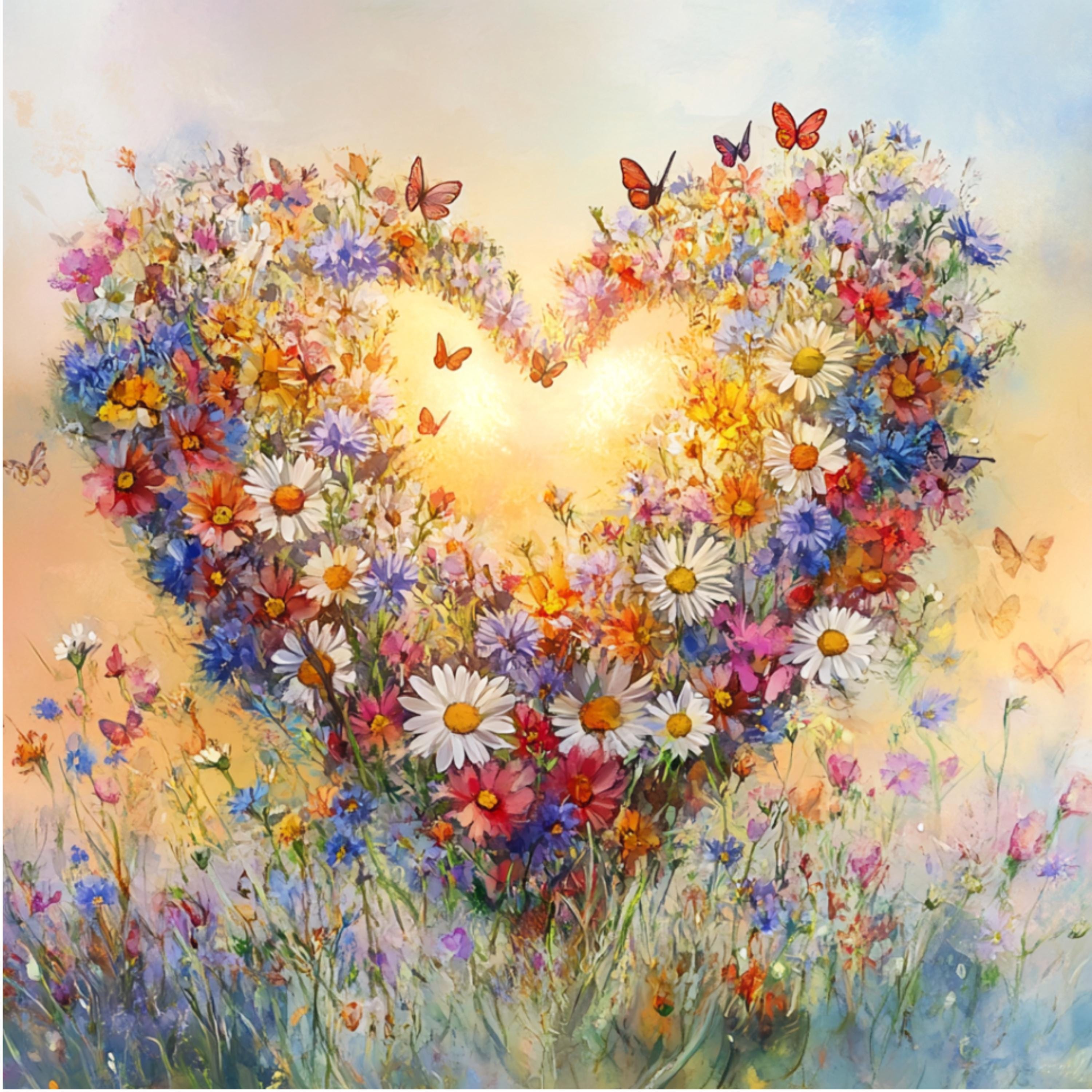 Watercolor Flower Heart Clipart Bundle: Floral PNG Files (commercial ...