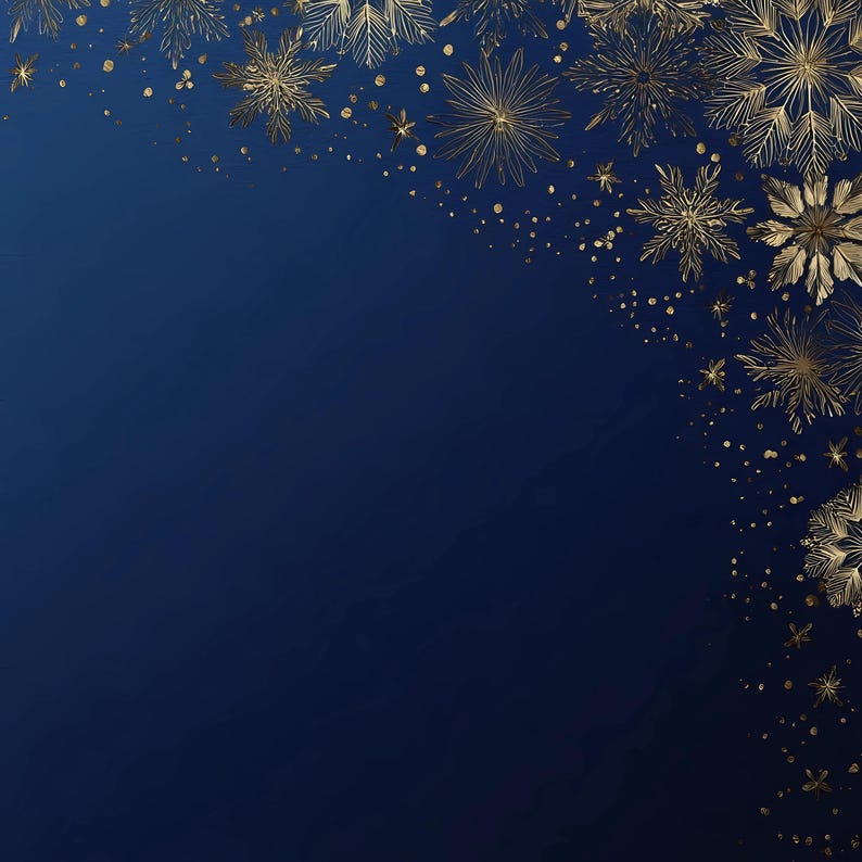 Royal Blue Gold Winter Background Luxury Snowflake Christmas Digital ...