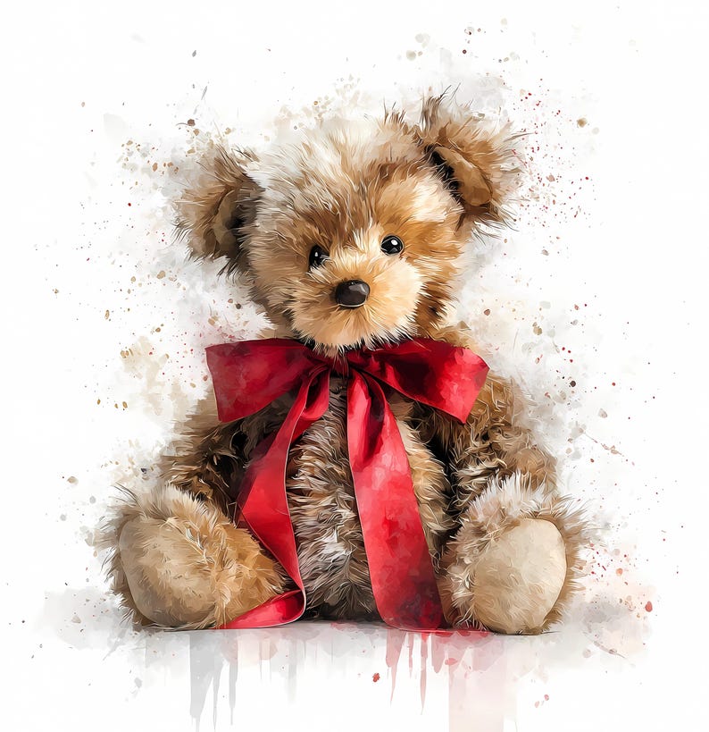 Christmas Teddy Bear Watercolor Clipart Bundle: 12 Holiday Cards ...
