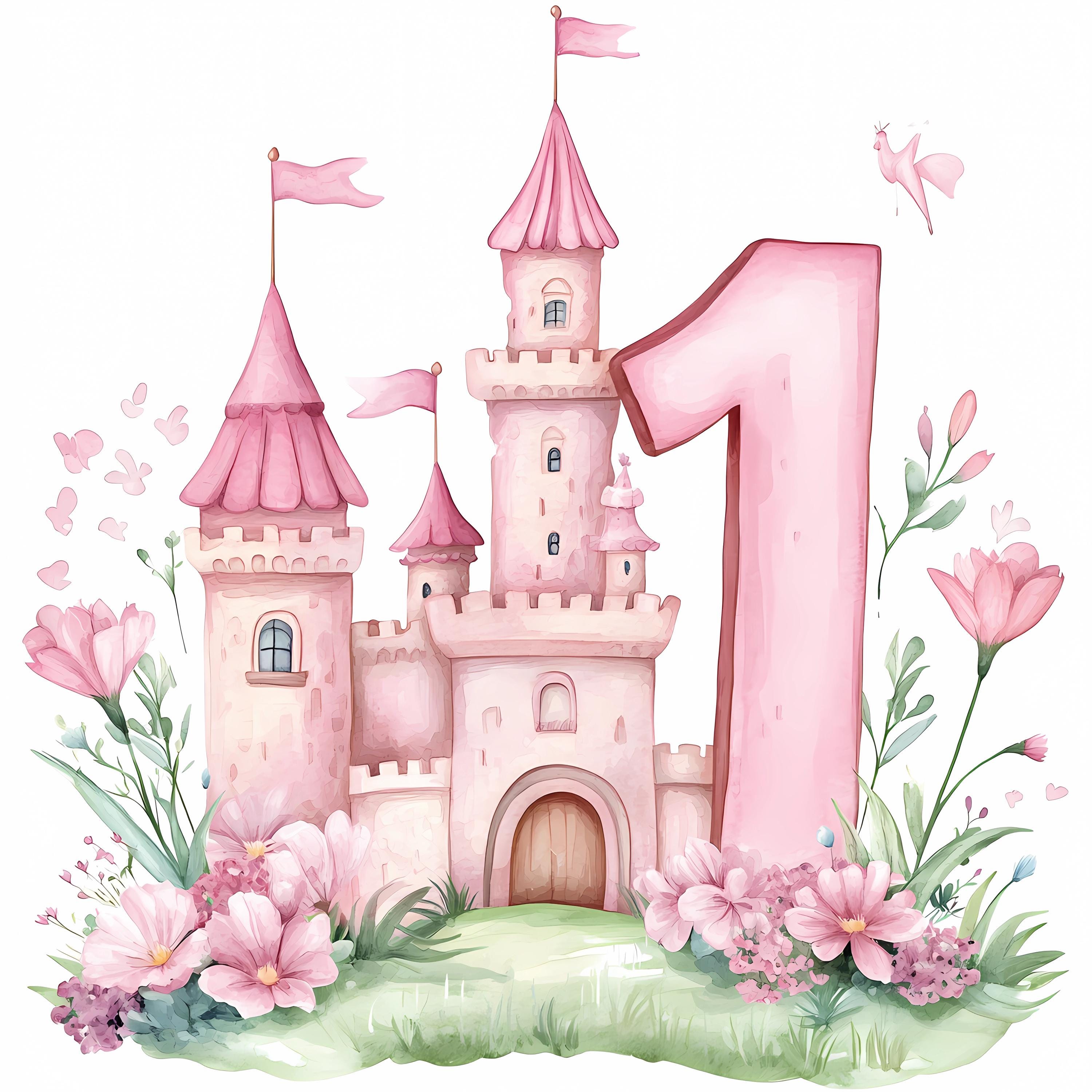 Fairy 1st Birthday Clipart Set, Magical Pink Number One, Watercolor ...
