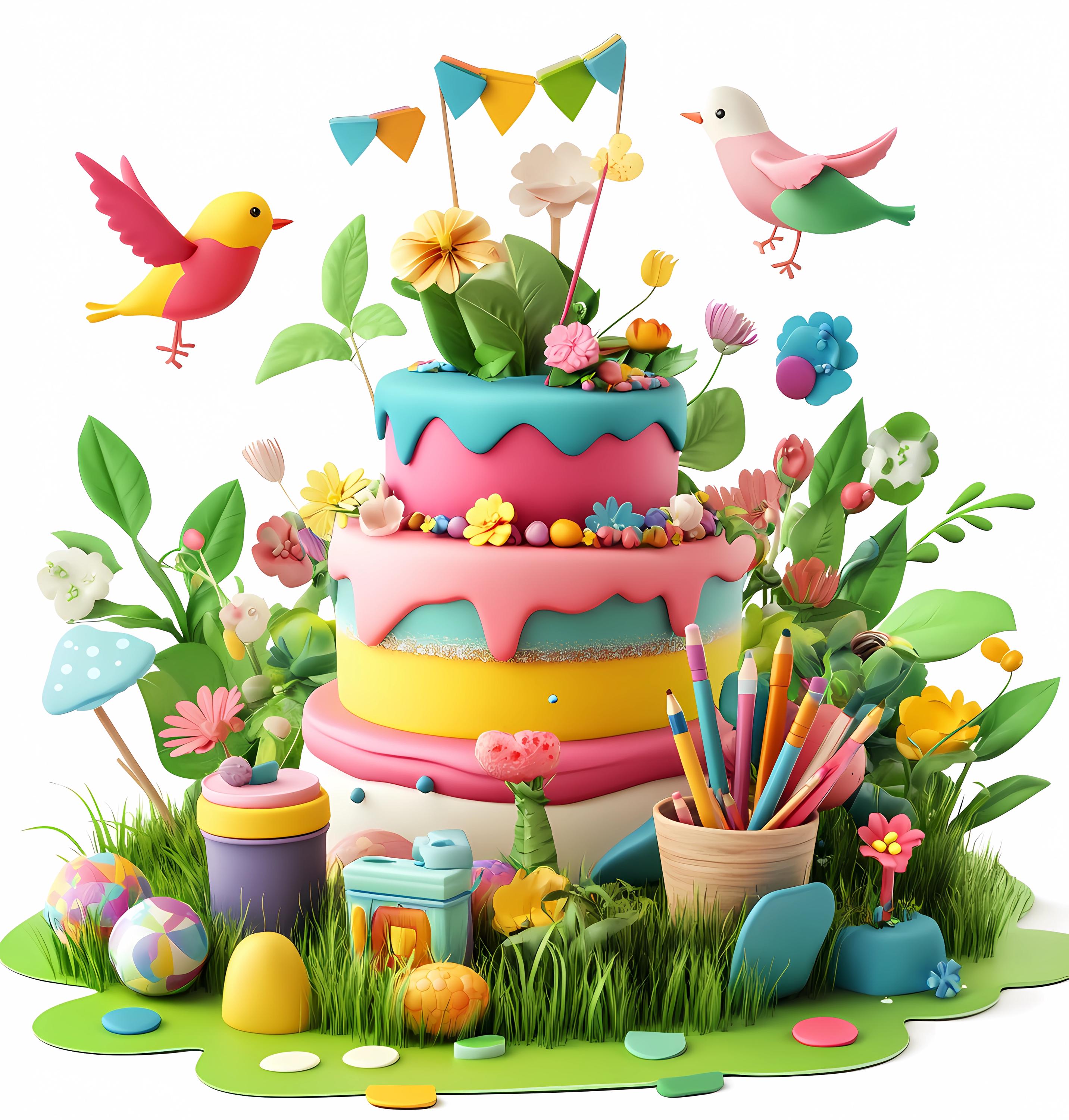 Birthday Cake Numbers Clipart Bundle: Cartoon PNG Images, Commercial ...