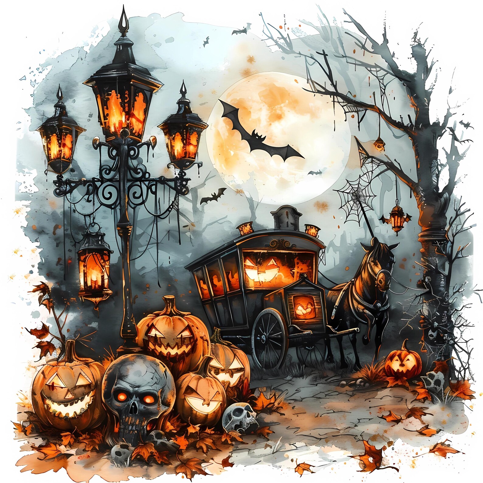 Halloween Gothic Pumpkins & Lanterns Art Prints (digital Download) - Etsy
