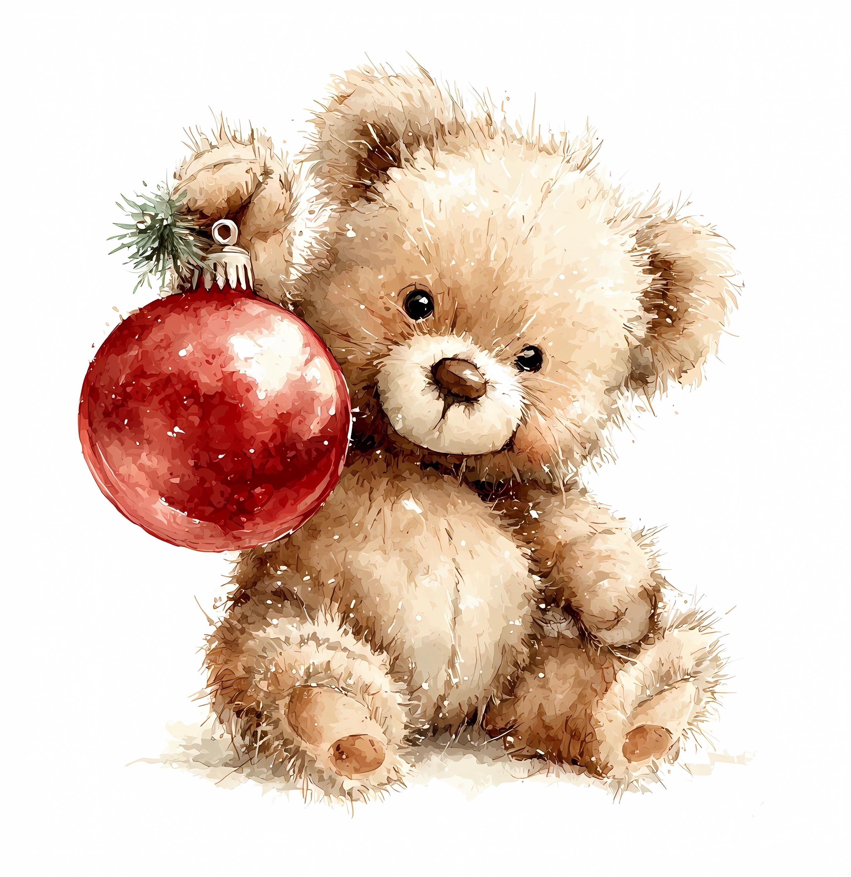 Christmas Teddy Bear Clipart Bundle: Holiday Illustrations, Digital ...