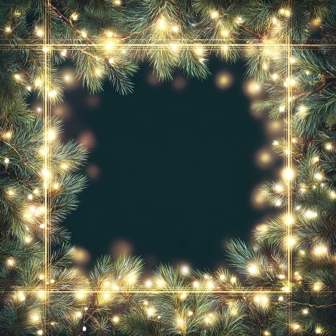 Christmas Lights Border Clipart Set Winter, Fir Branch Frame ...