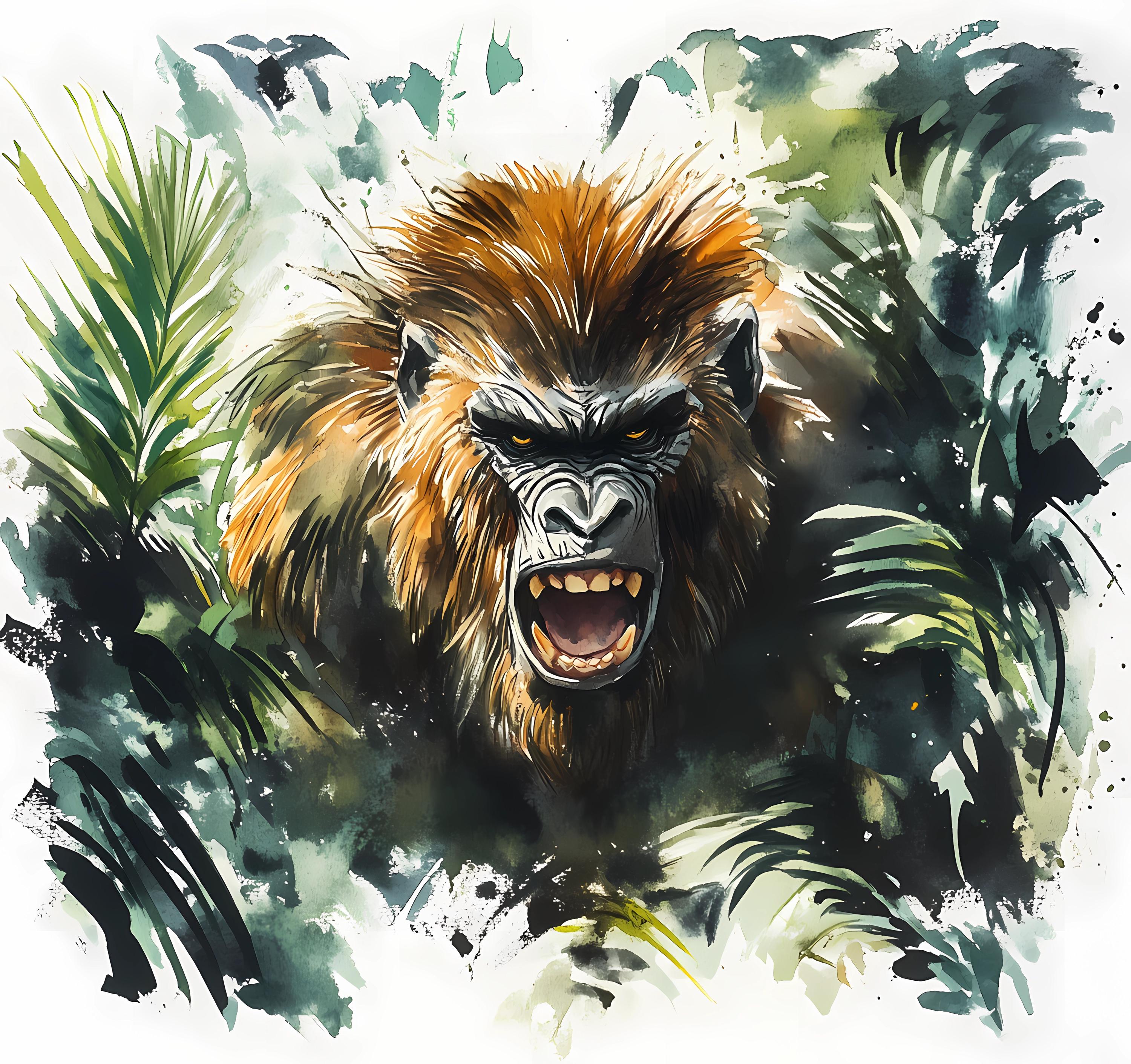 Angry Jungle Monkey Watercolor Clipart Set Digital Download - Etsy