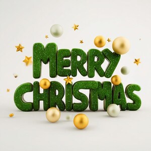 Merry Christmas Lettering Bundle, Green and Red Glitter Text - Etsy
