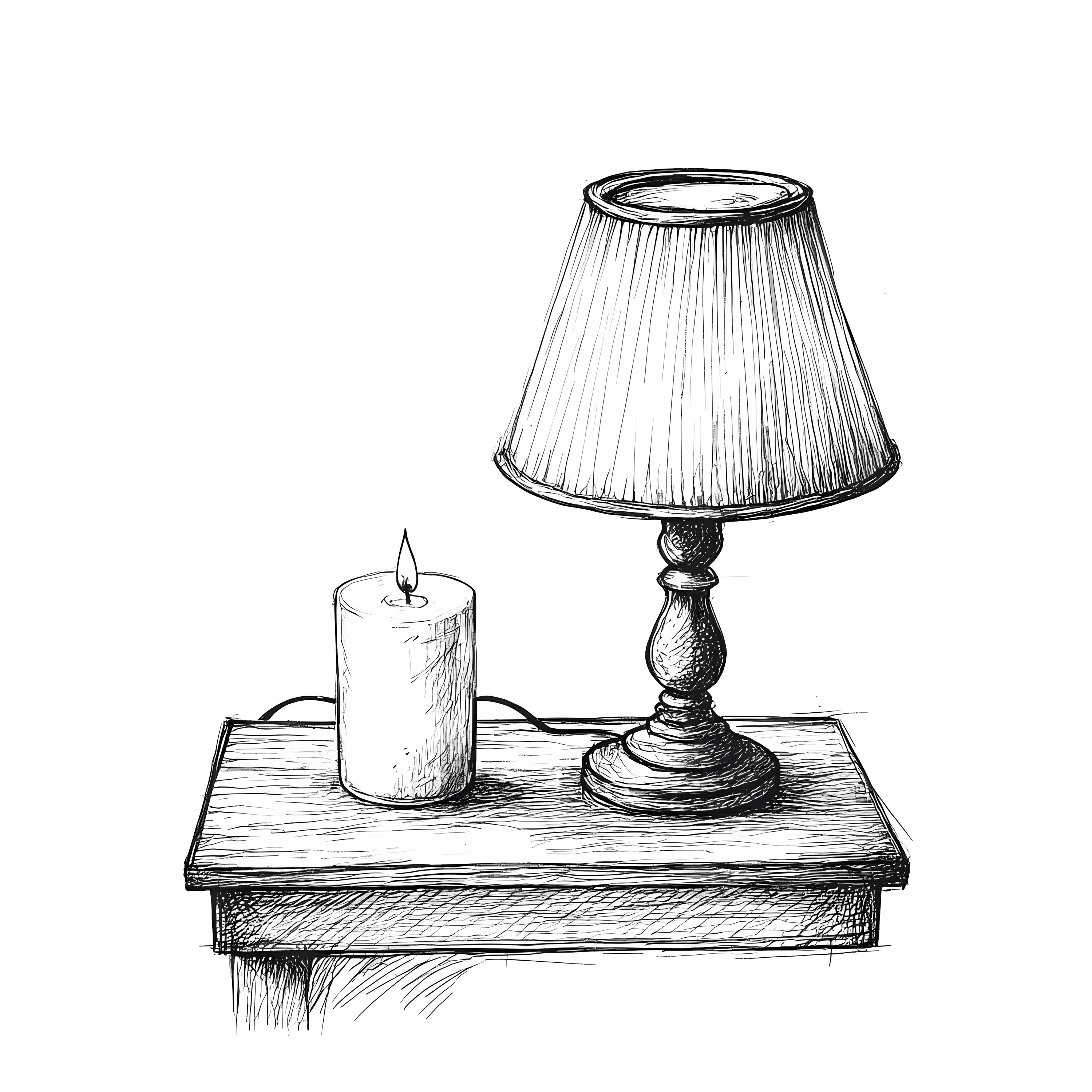 Candle and Table Lamp Line Drawing Bundle Set of 8 – Minimalist Home ...