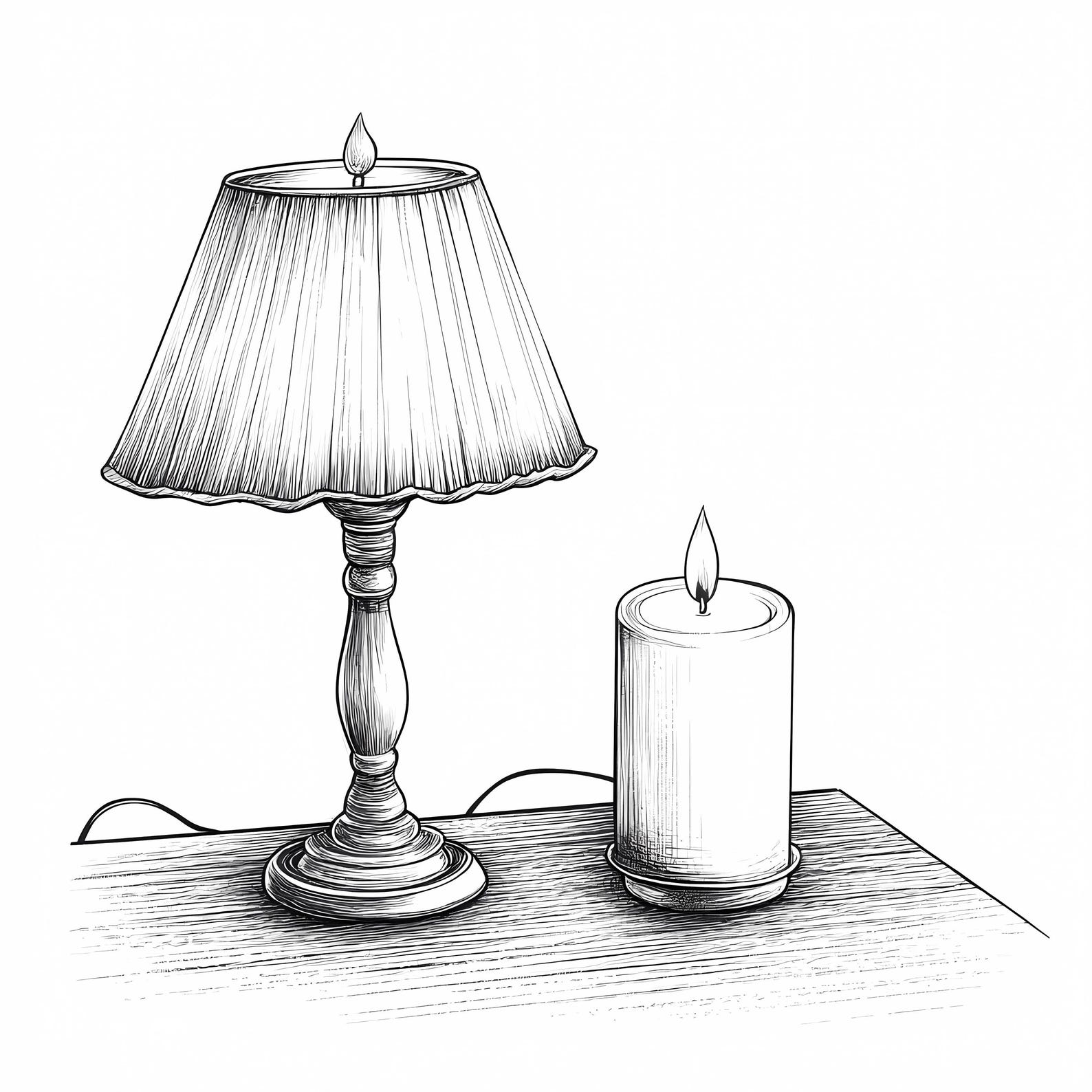 Candle and Table Lamp Line Drawing Bundle Set of 8 – Minimalist Home ...