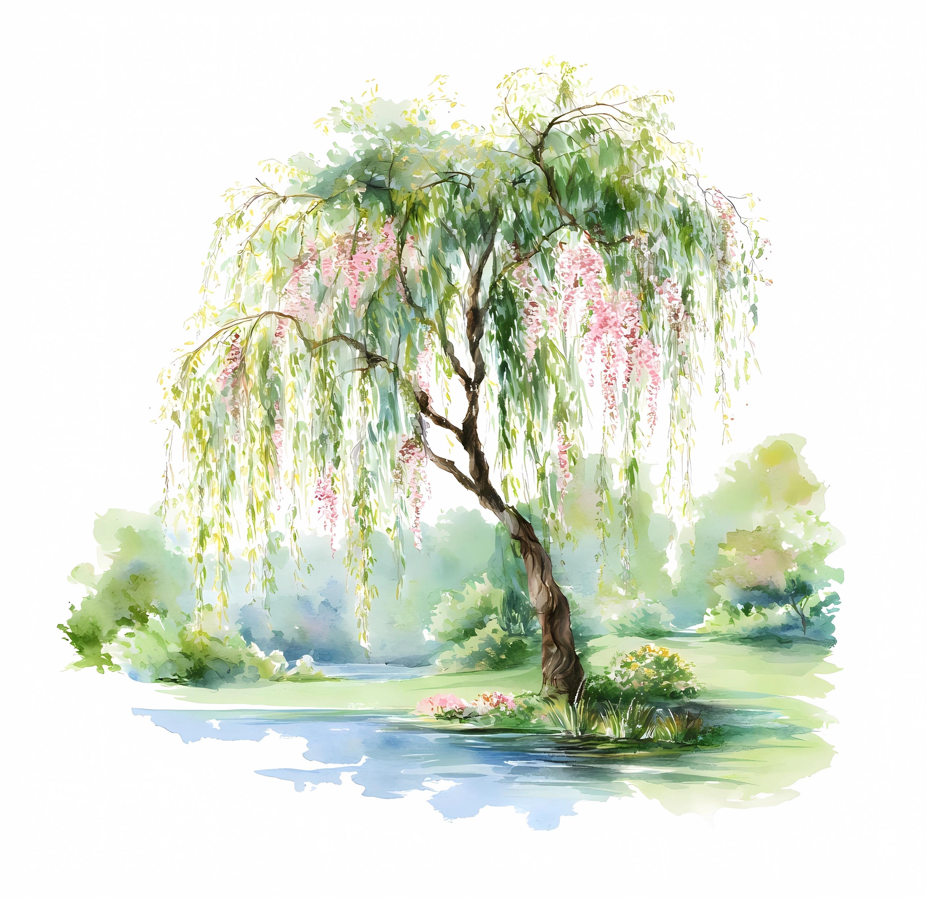 Watercolor Cherry Blossom Tree Art 14 Prints: Spring Landscape Set ...
