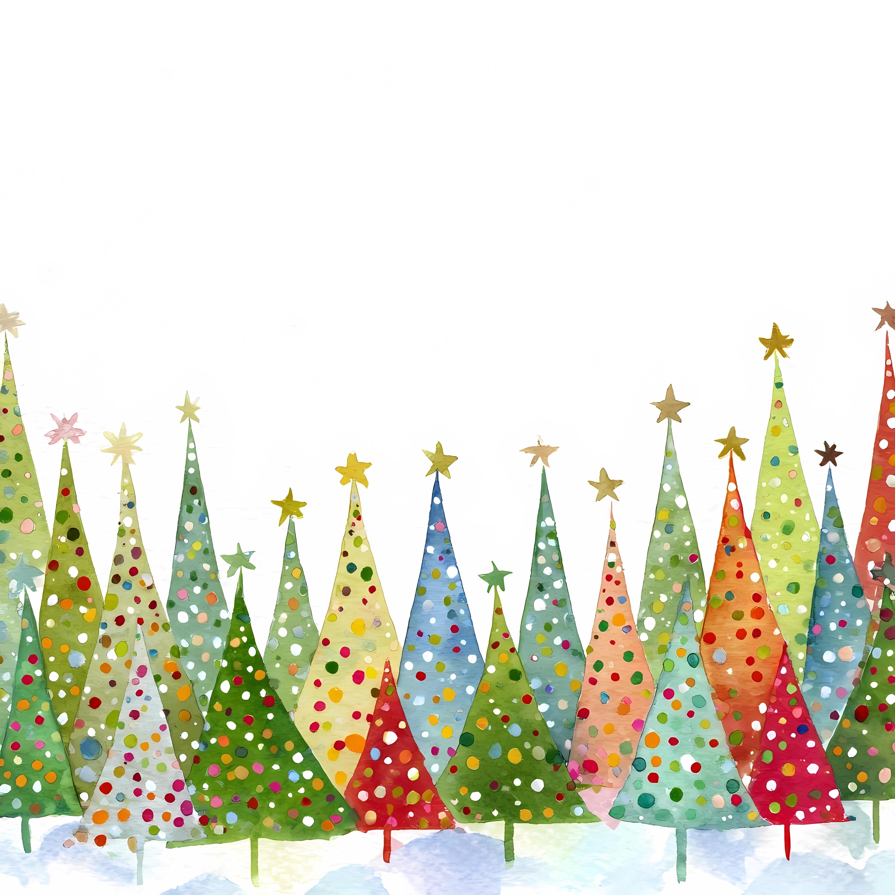 Modern Watercolor Christmas Trees Clipart Set Colorful Holiday Art ...