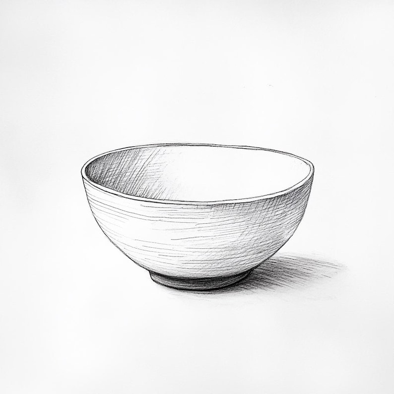 Minimalist Bowl Line Drawing PNG Bundle Set of 10 – Hand-drawn Black ...