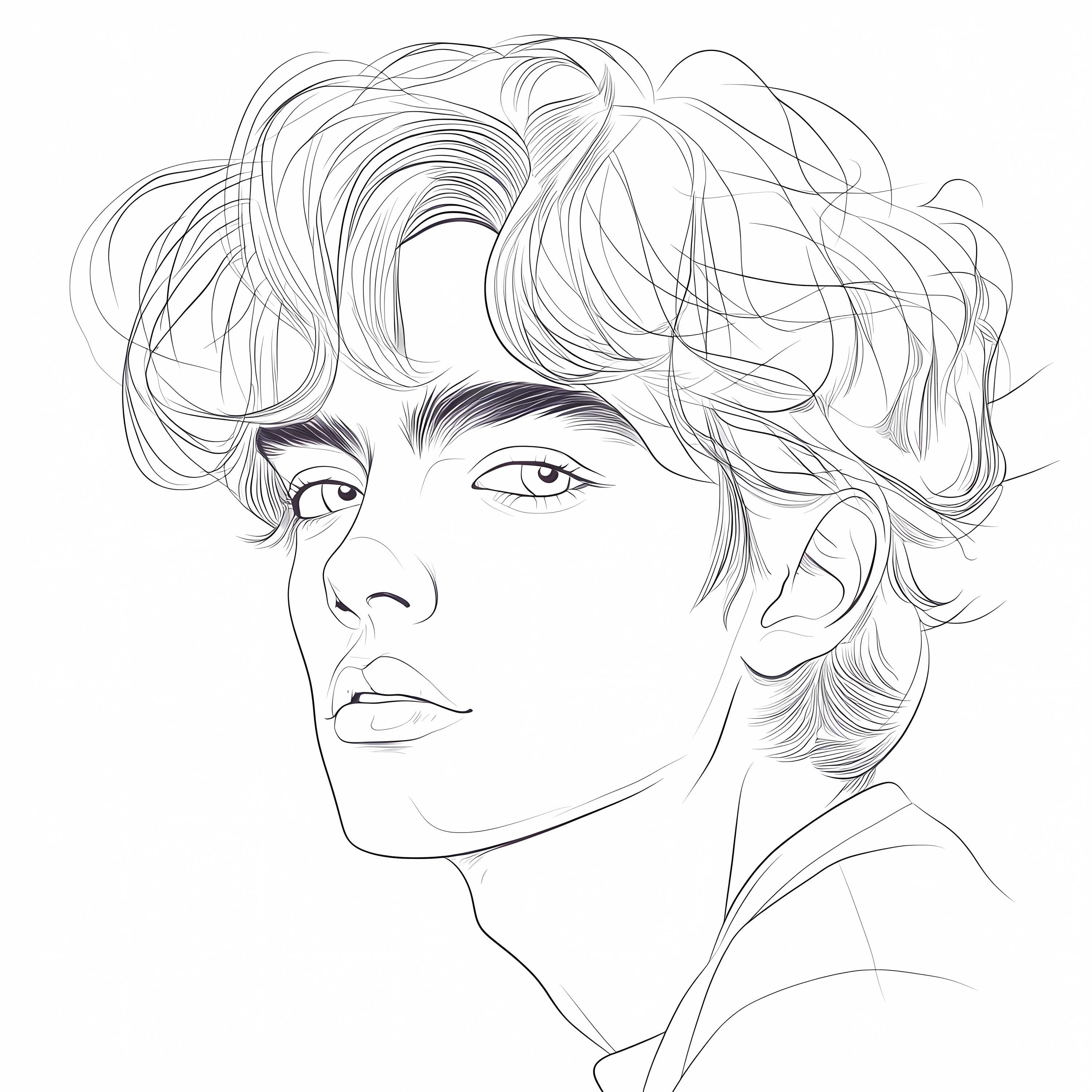 Boy Line Art Clipart Bundle, Boy Face Simple Line PNG, Masculine ...