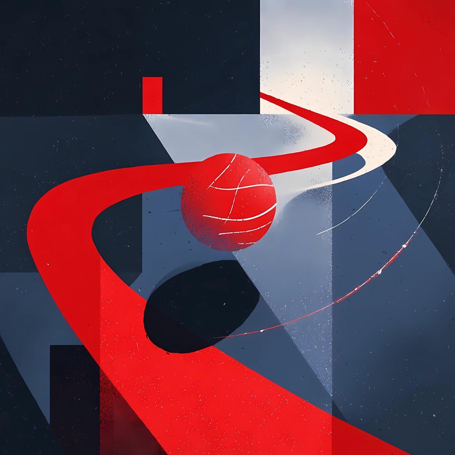 Abstract Basketball Wall Art for Boys Room and Teens, Bold Red Blue ...