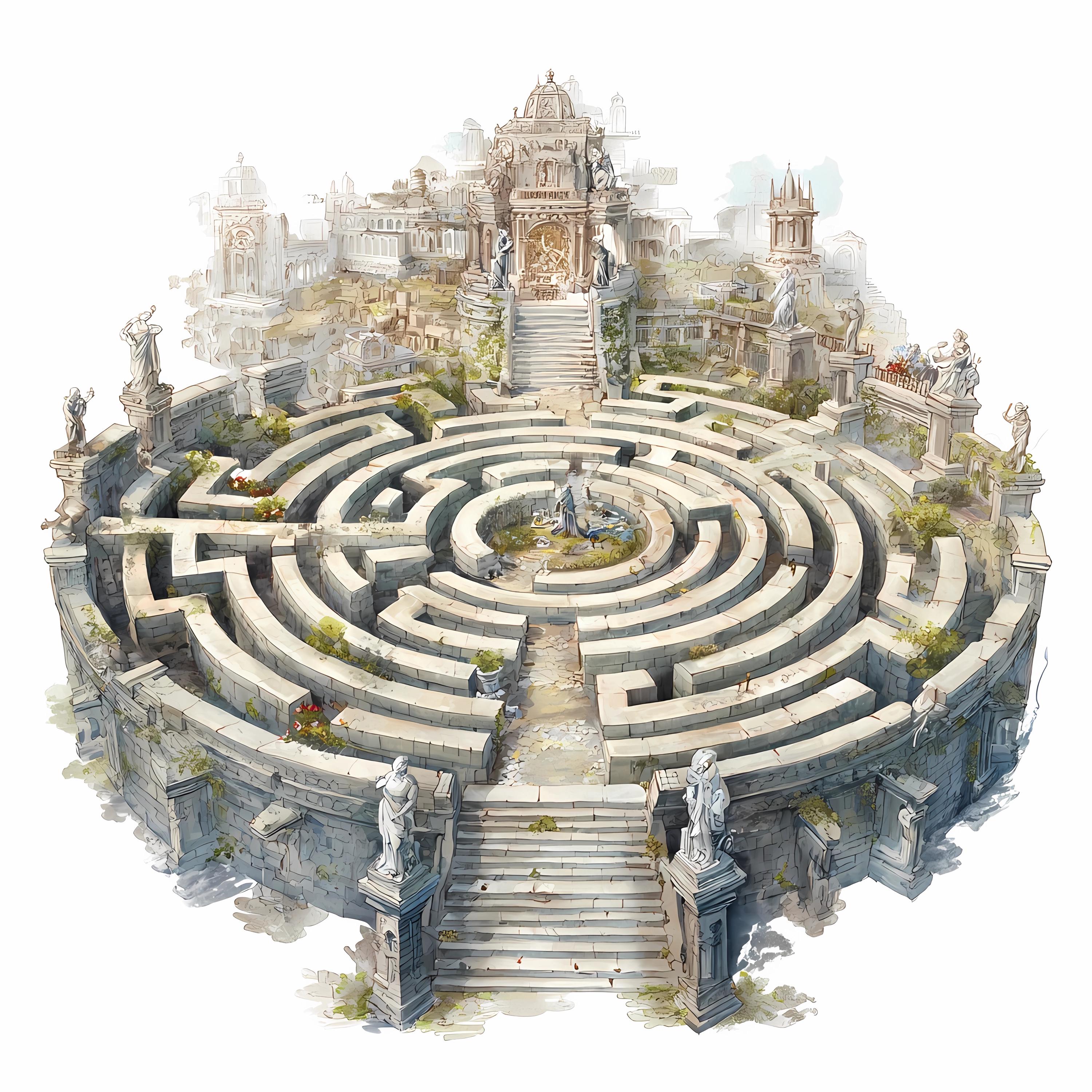 Fantasy Labyrinth Architecture Bundle, Ancient Stone Temple Maze ...