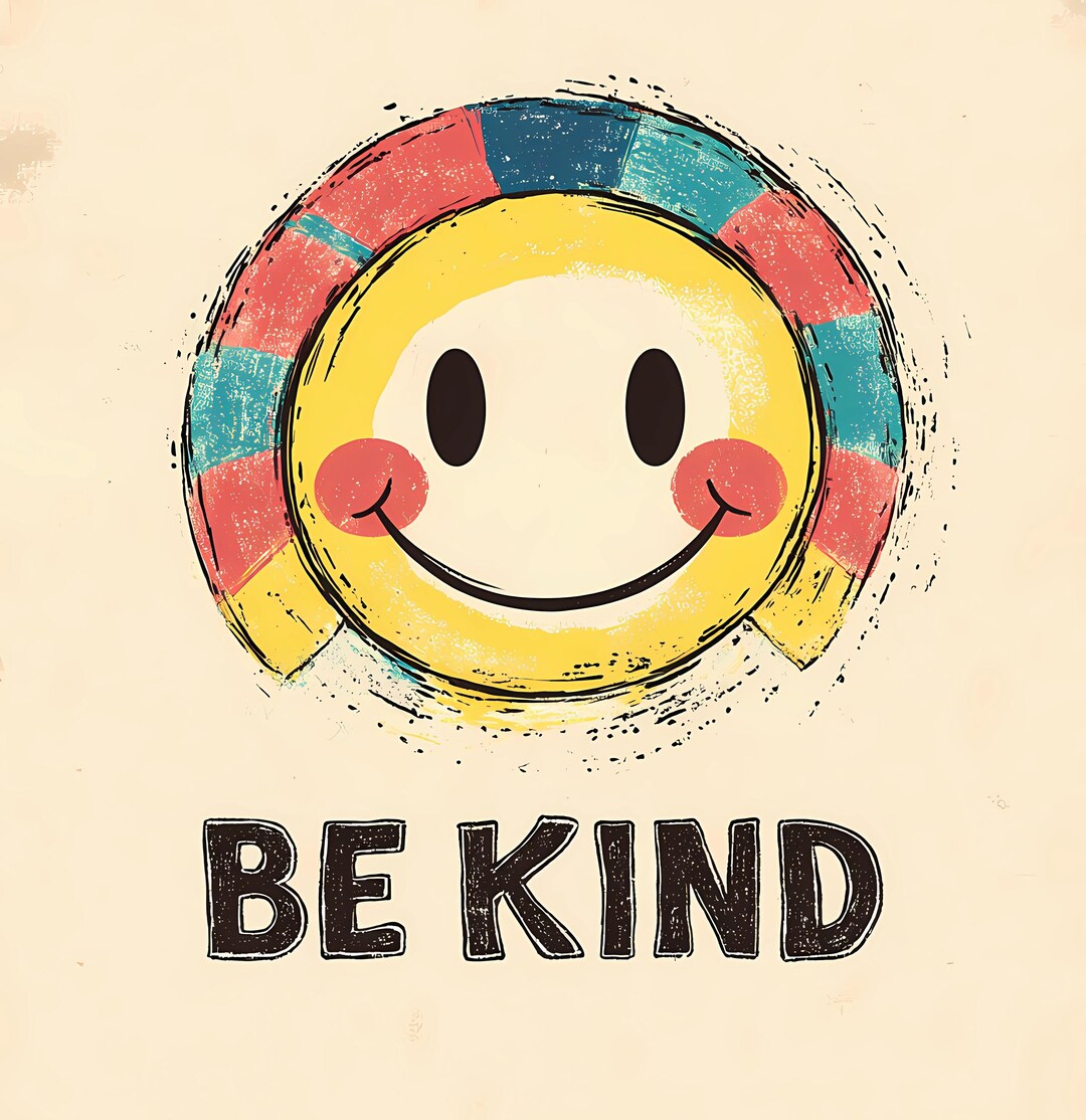 Vintage Be Kind PNG Clipart Set of 8 Designs With Happy Face High ...