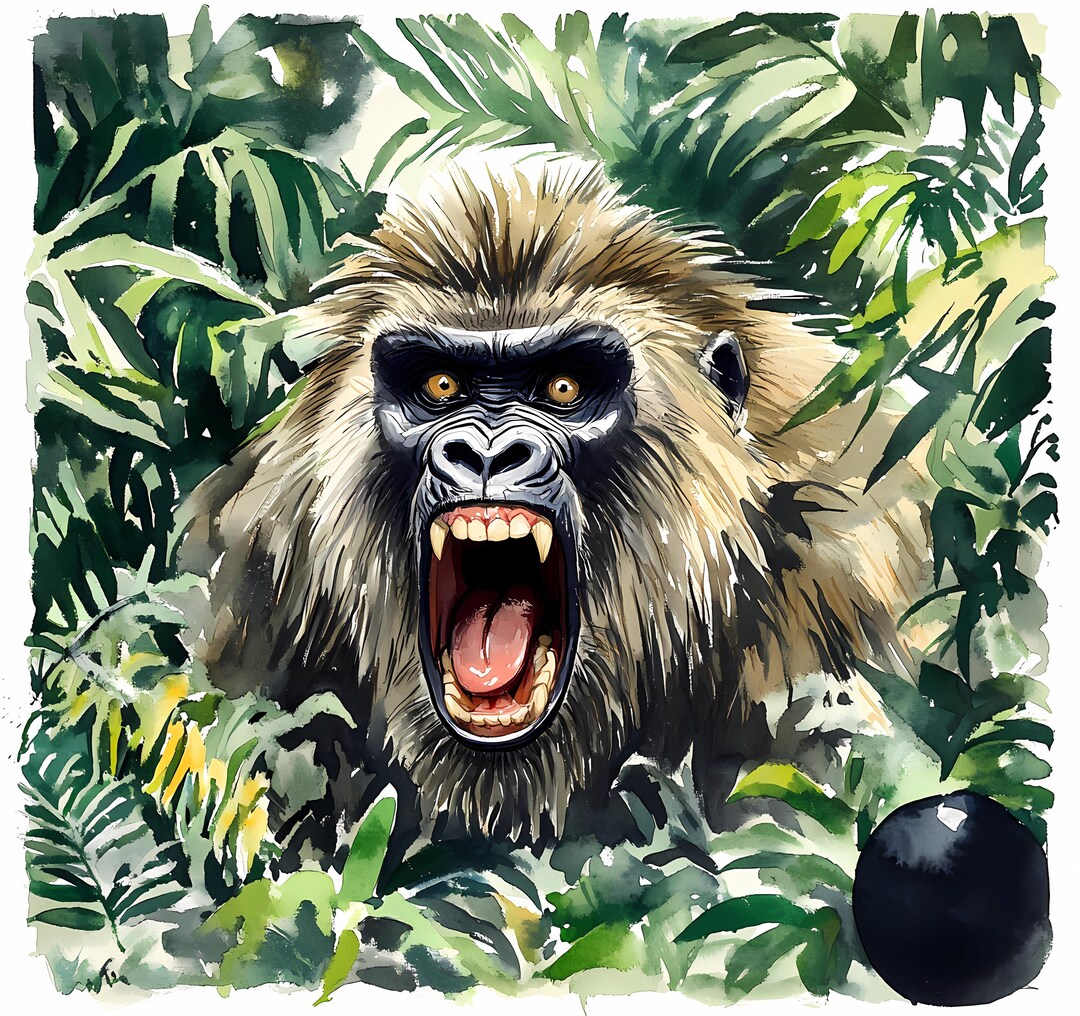 Angry Jungle Monkey Watercolor Clipart Set Digital Download - Etsy
