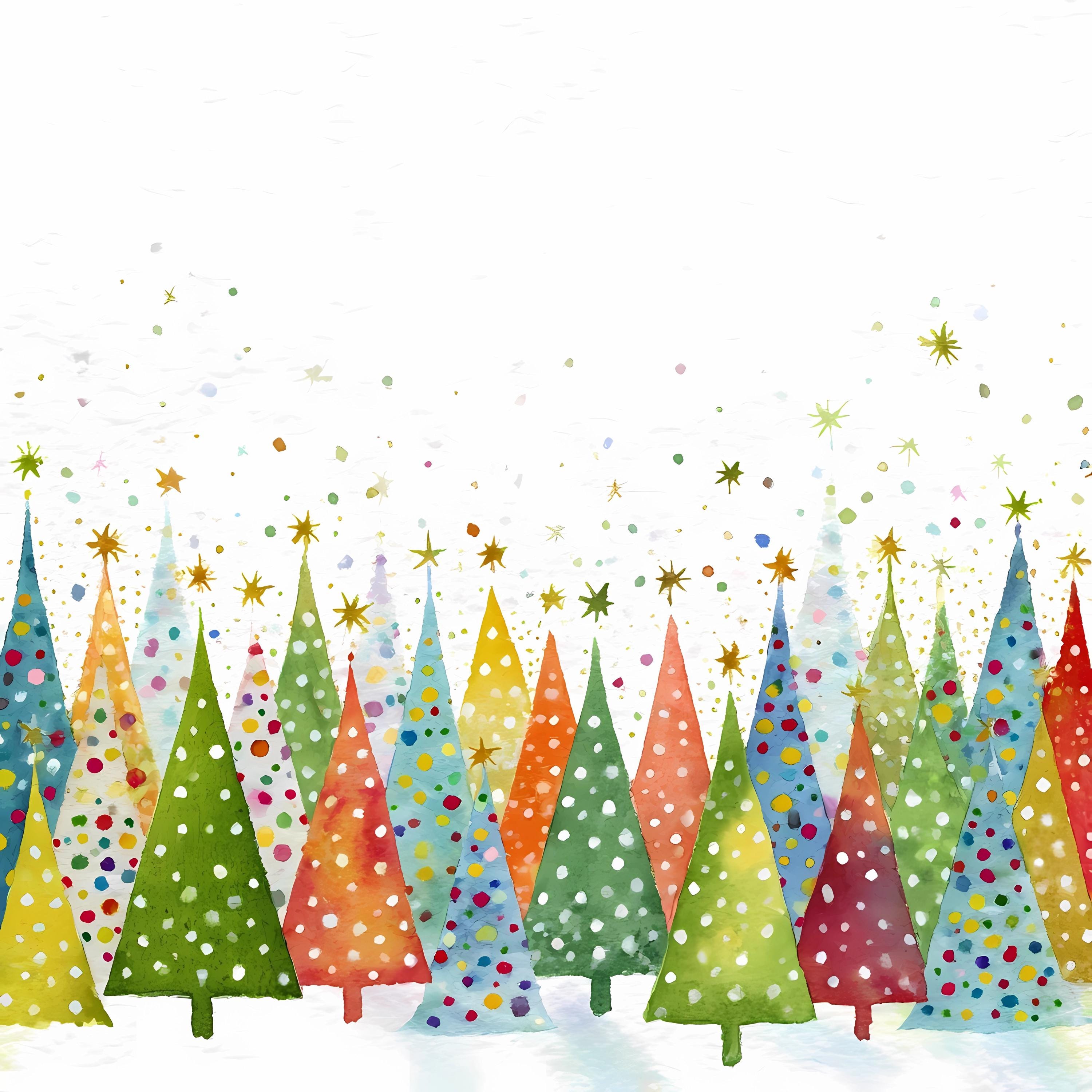 Modern Watercolor Christmas Trees Clipart Set Colorful Holiday Art ...