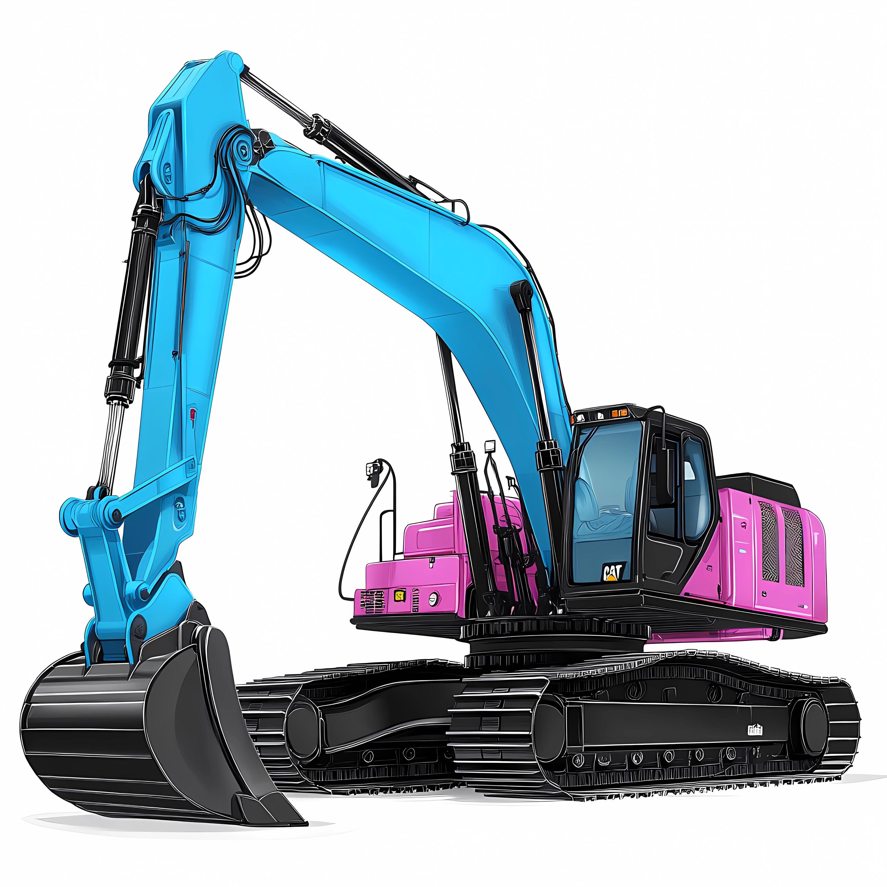 Blue Excavator Clipart, Construction Vehicle Clipart Set of 8 ...
