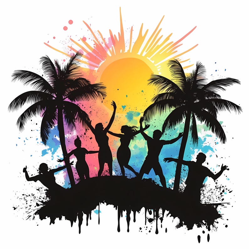 10 Colorful Beach Party Clipart Bundle High Quality Pngs, Island ...