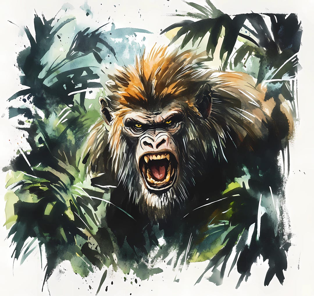 8 Angry Jungle Monkey Clipart, Monkey Nursery, Printable Watercolor ...