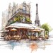 Paris Cafe Watercolor Clipart Bundle, Eiffel Tower Art (PNG JPG) - Etsy