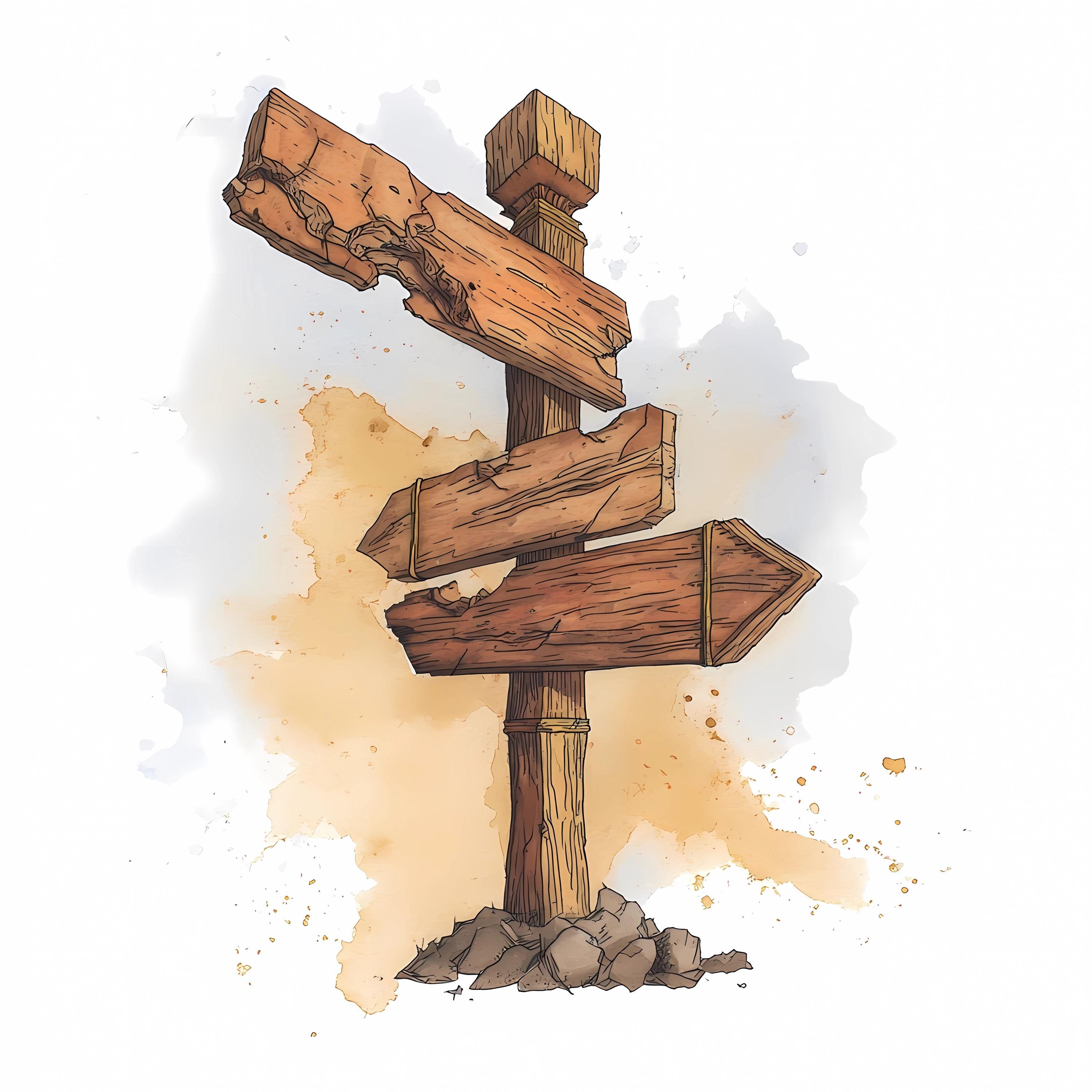 Rustic Wooden Signpost Art Bundle: Vintage Directional Signs, Digital ...