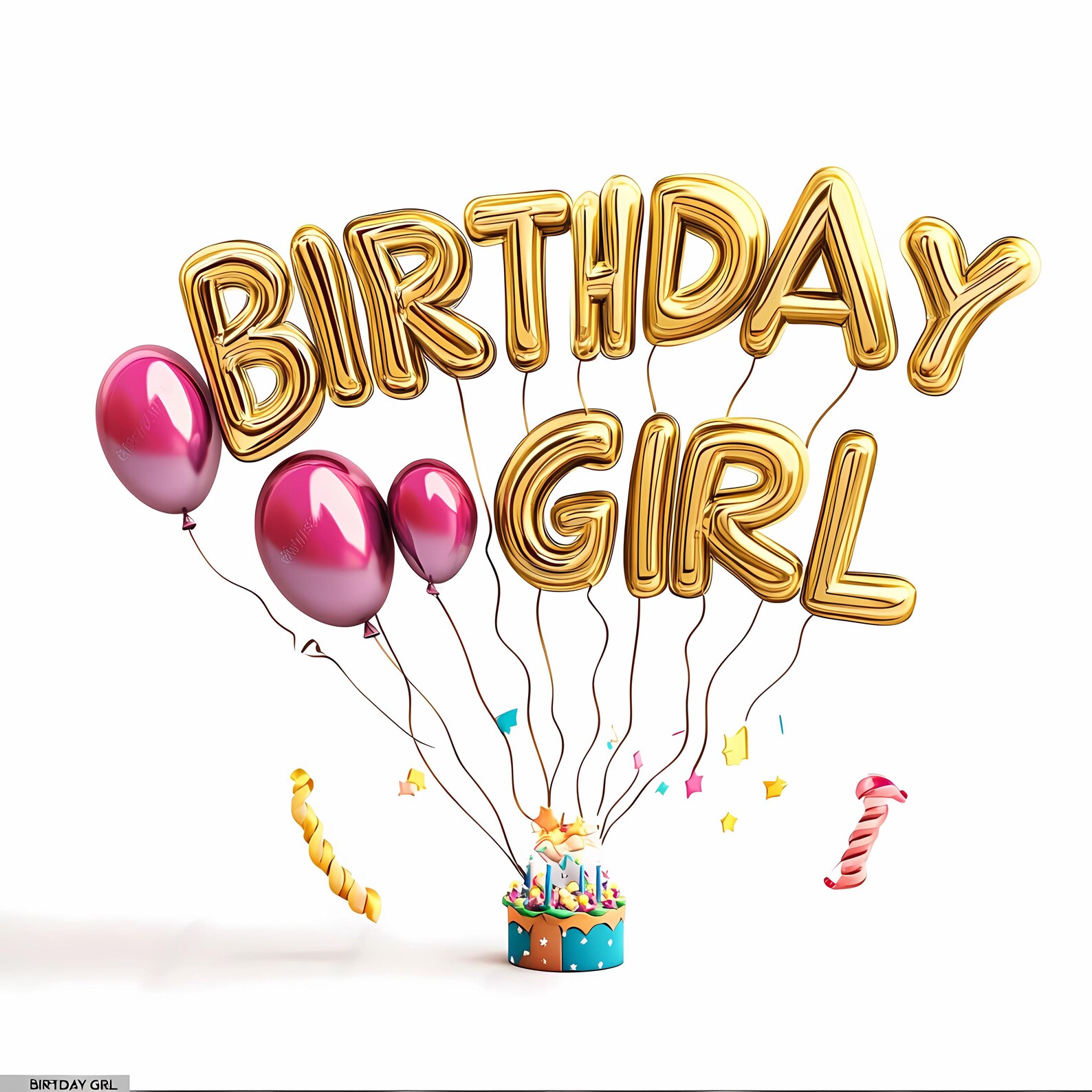 Birthday Girl Balloons Clipart Bundle Pink Gold Blue PNG, 8 Birthday ...