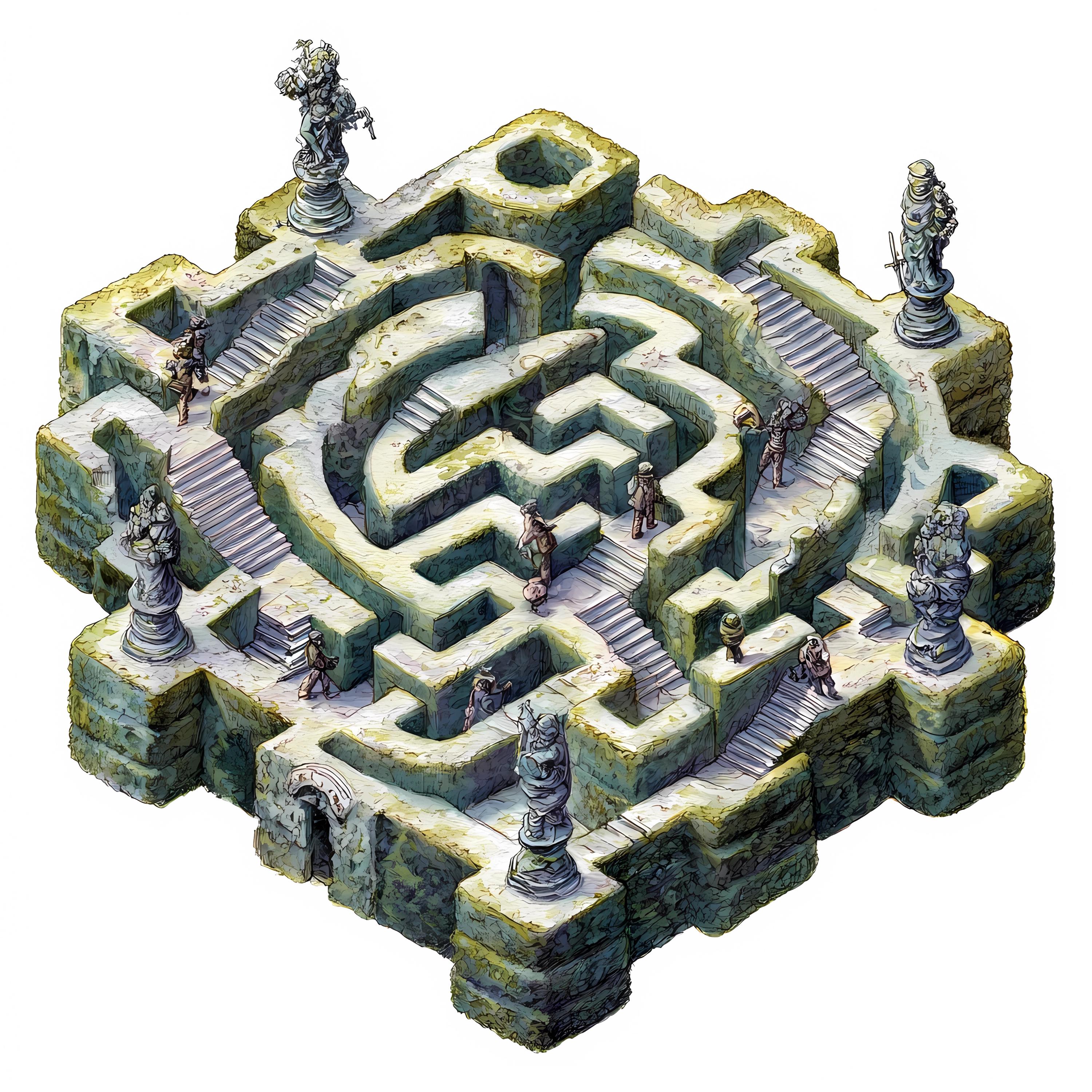 Fantasy Labyrinth Architecture Bundle, Ancient Stone Temple Maze ...
