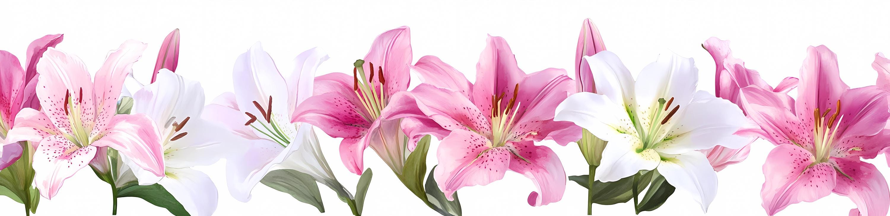 Watercolor Lily Flower Border Clipart, Floral Frame (digital Download ...
