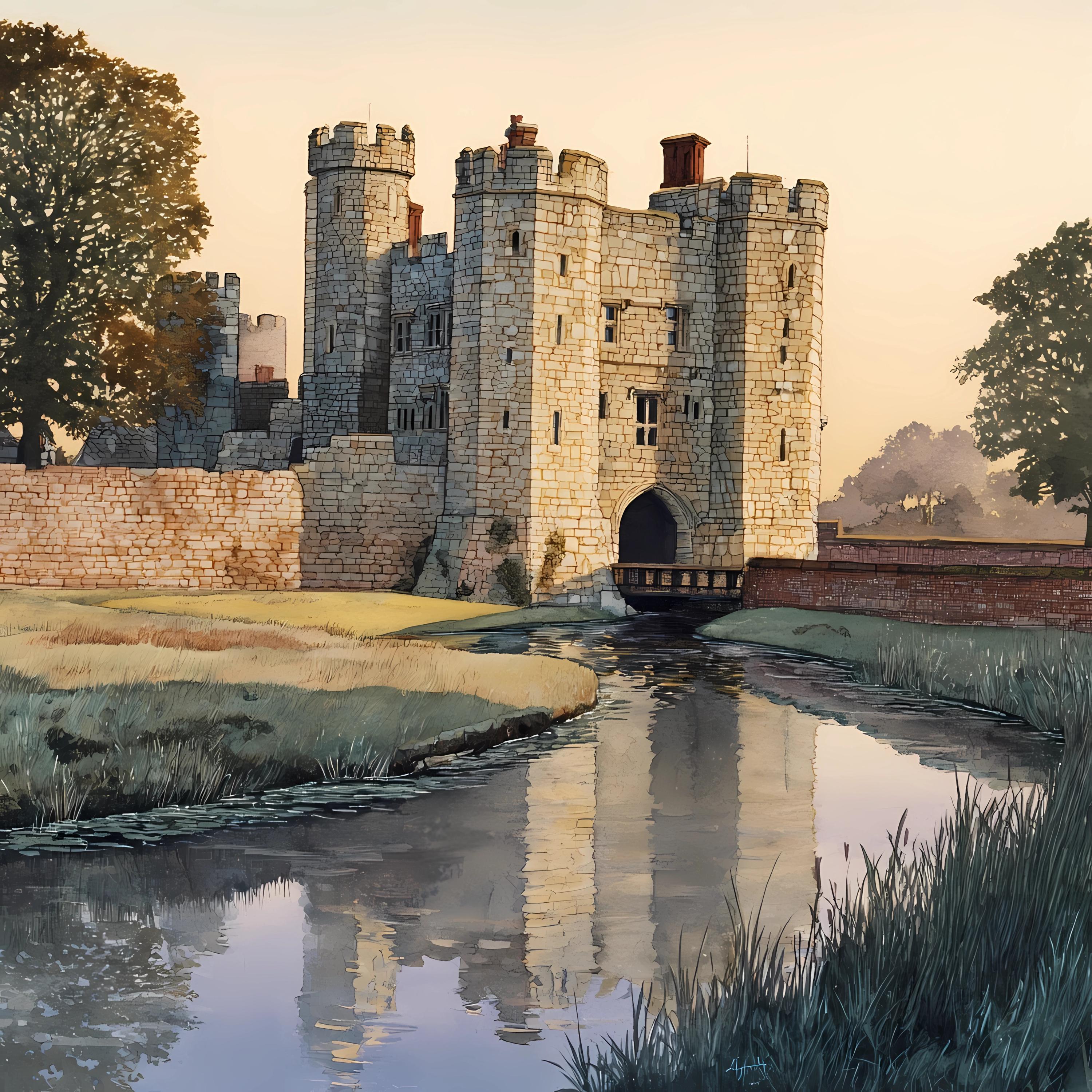 Medieval Stone Castle Watercolor Illustration Bundle - Etsy