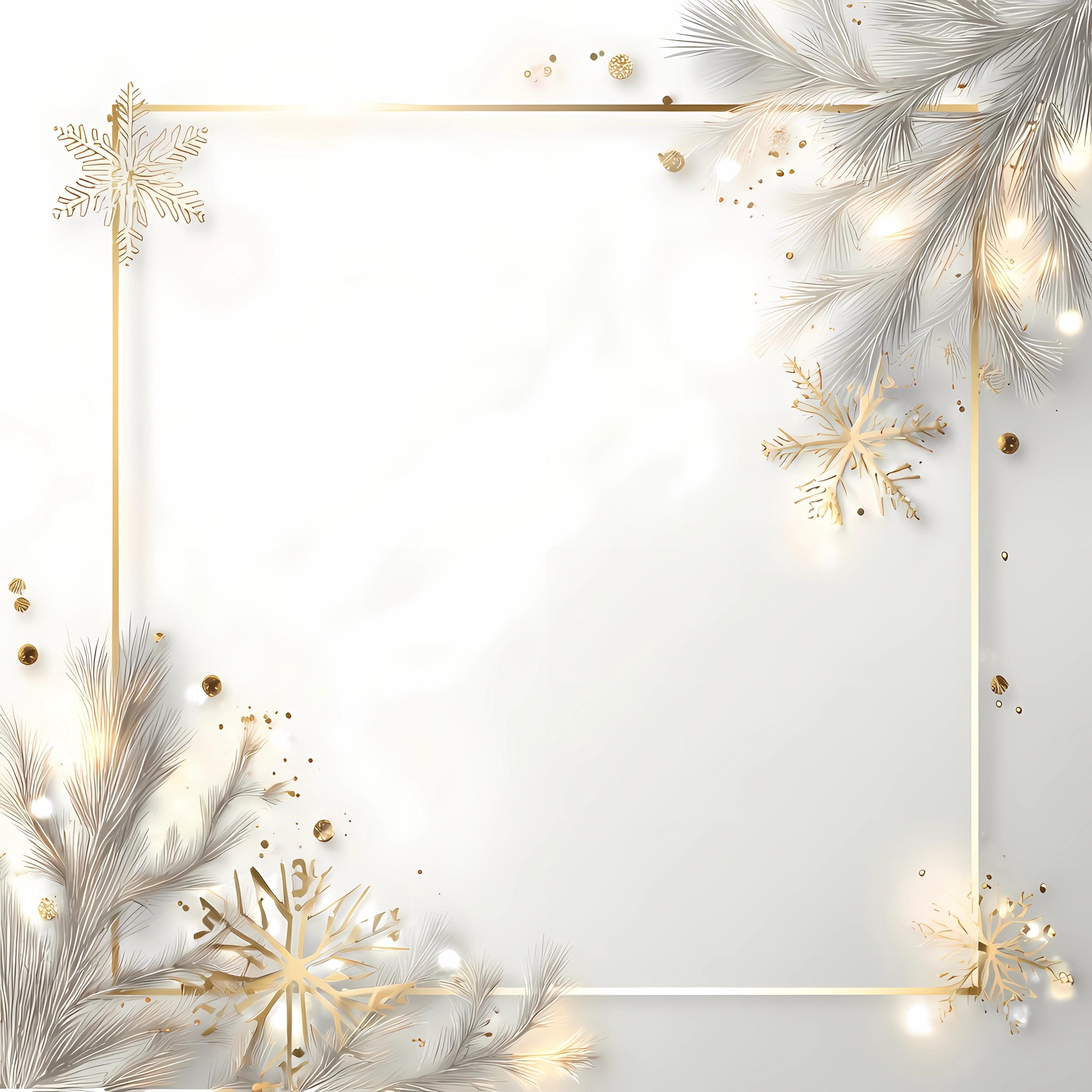 White and Gold Winter Frame Clipart Bundle: Snowflake Holiday Borders ...