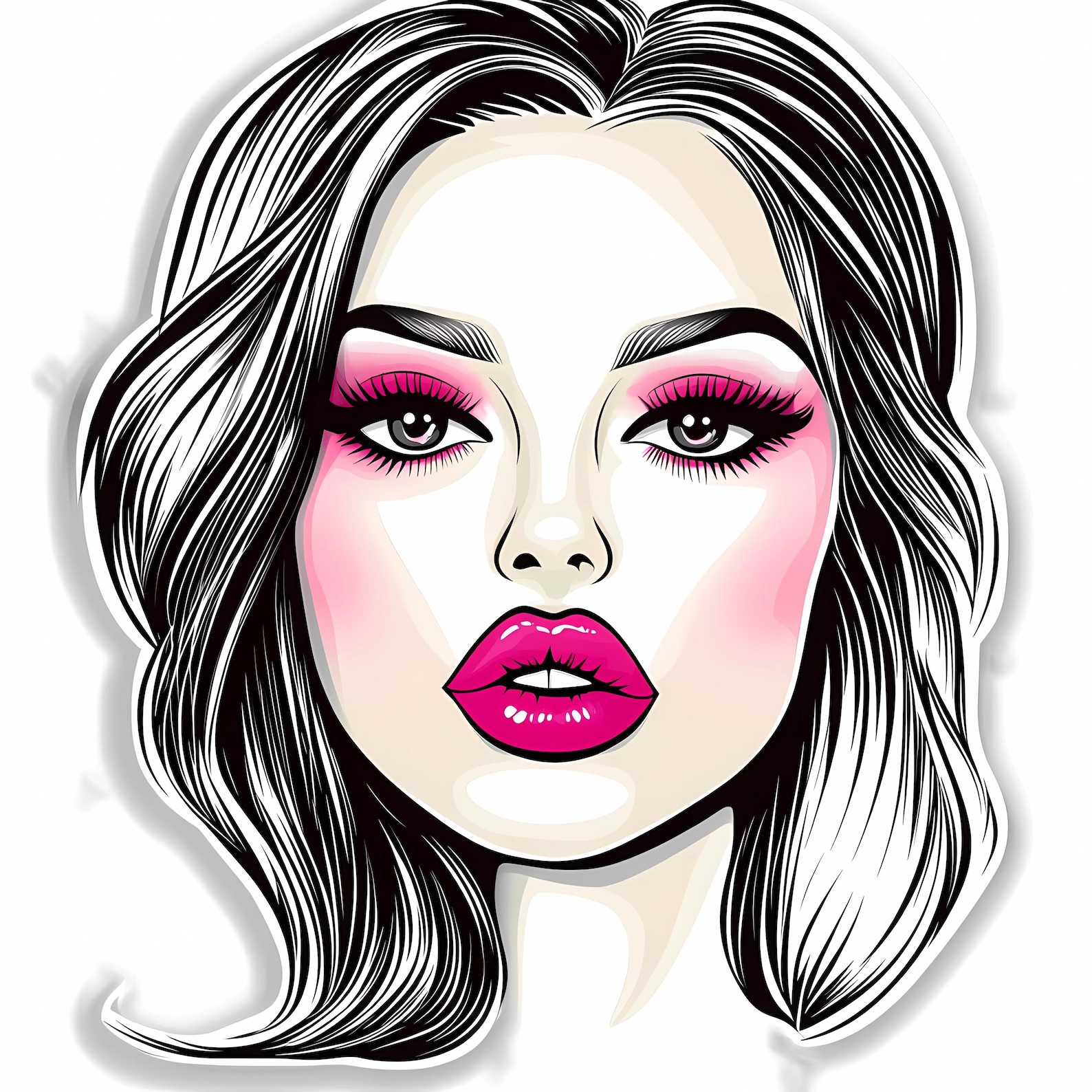 Girl Face Sticker PNG Bundle Set of 8: Printable Art, Commercial Use - Etsy