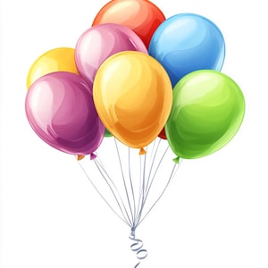 Birthday Balloon Clipart Set: Party Decorations, Baby Shower PNG ...