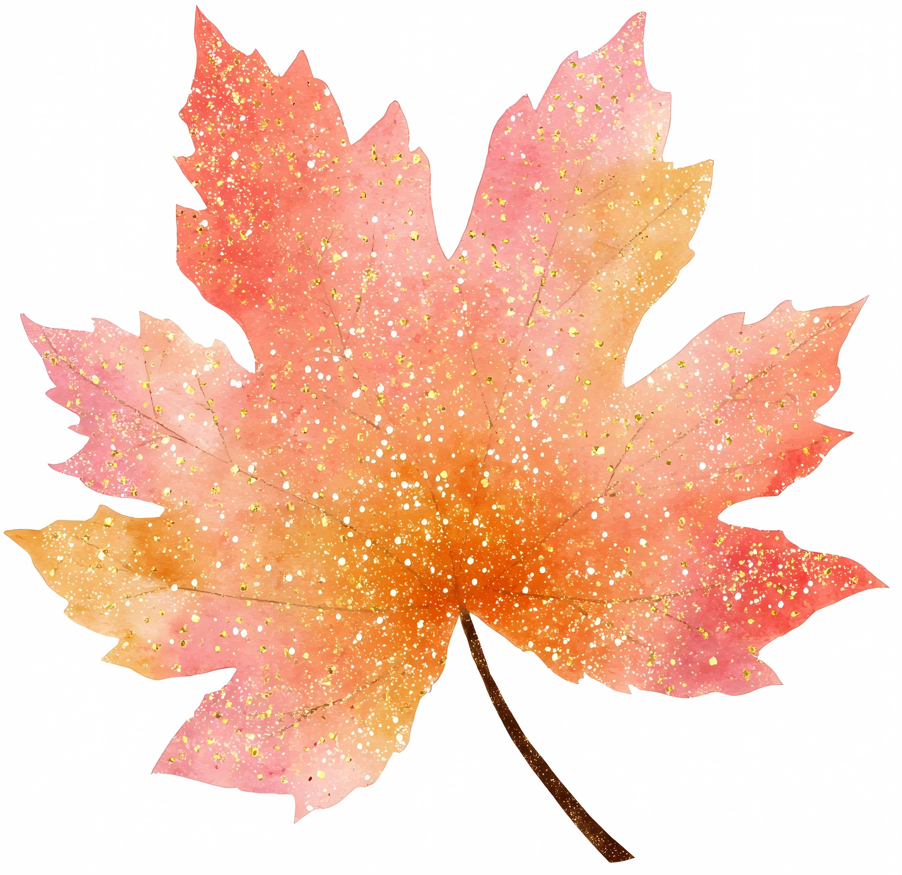 Watercolor Maple Leaf Clipart: Autumn Gold Glitter Leaves (PNG JPG ...