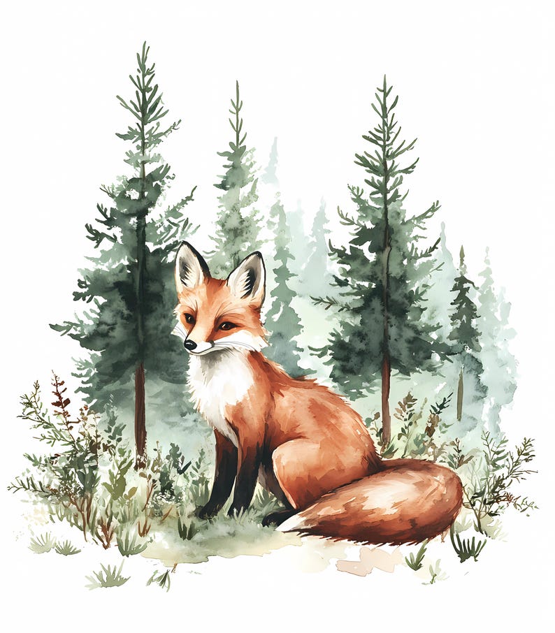 Watercolor Fox Clipart: Forest Animal PNG Images (digital Download) - Etsy