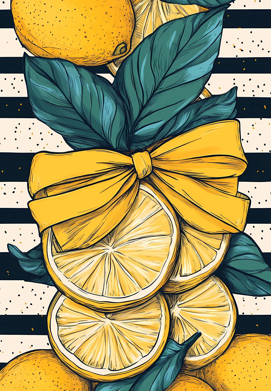 Watercolor Lemon Wreath Clipart: Lemon Bow PNG Bundle (digital Download ...