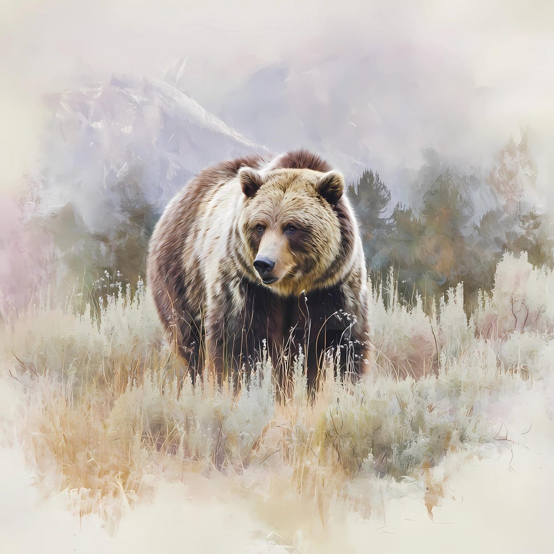 Watercolor Brown Bear Clipart Bundle: Floral Wildlife Illustrations ...