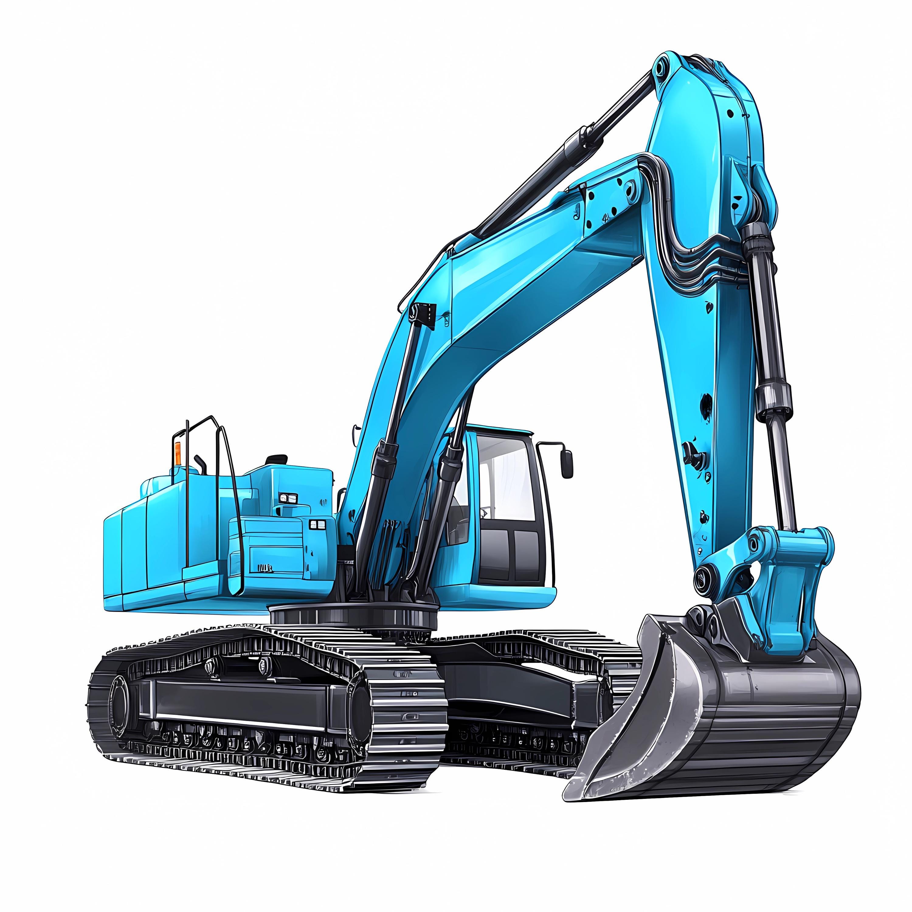 8 Blue Excavator Clipart, Construction Vehicle Clipart, Construction ...