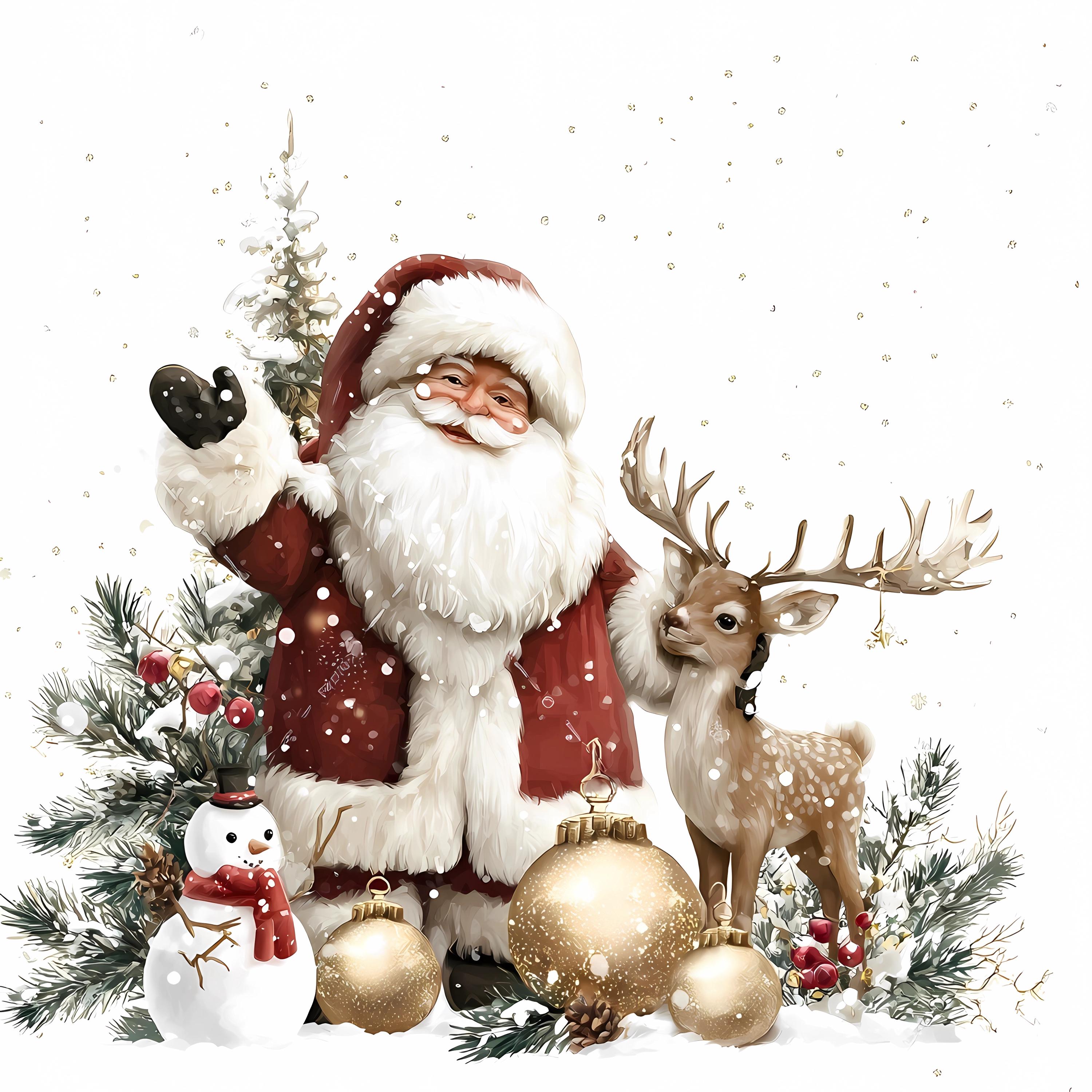 Santa Claus and Reindeer Clipart Bundle - Etsy