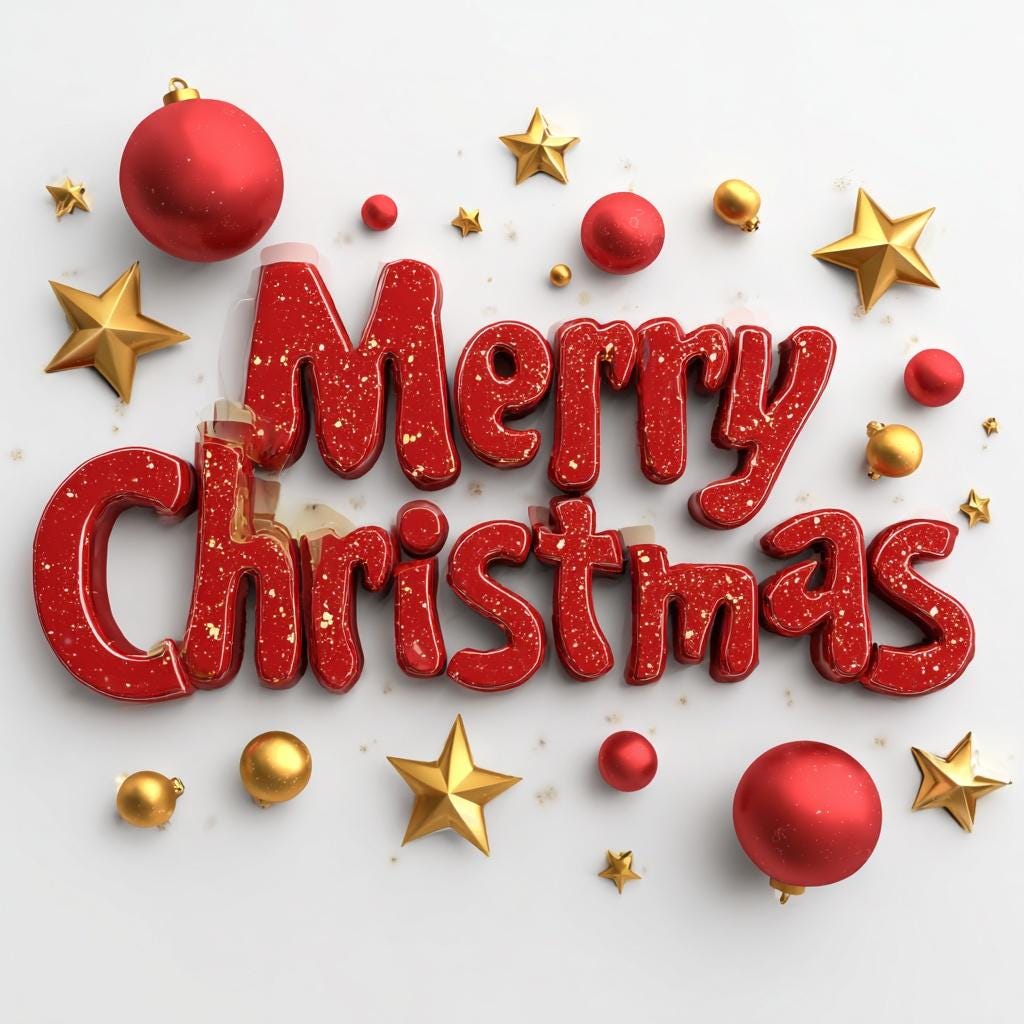 Merry Christmas Lettering Bundle, Green and Red Glitter Text - Etsy