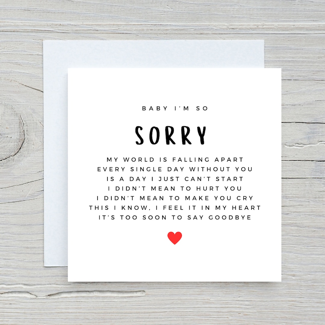 Baby I'm so Sorry Card, Apology Card, Forgive Me Card, Let's Make up ...