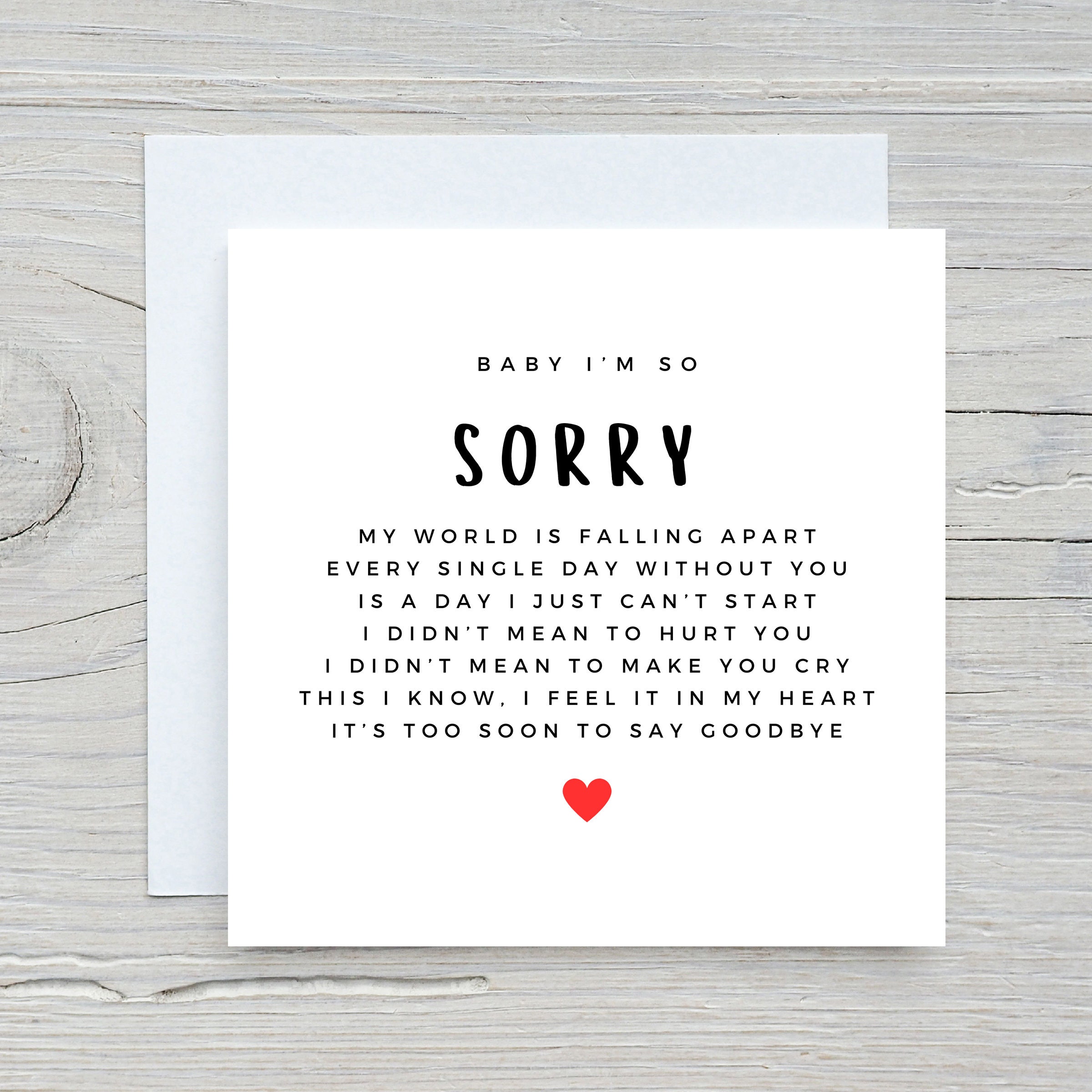 Baby I'm so Sorry Card, Apology Card, Forgive Me Card, Let's Make up ...